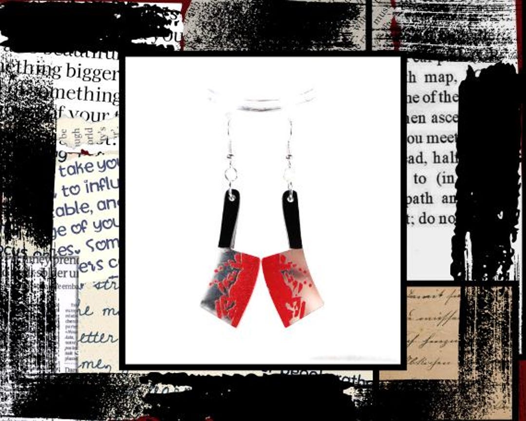 Handmade Acrylic Bloody Meat Cleaver Earrings Halloween Edition. - Etsy