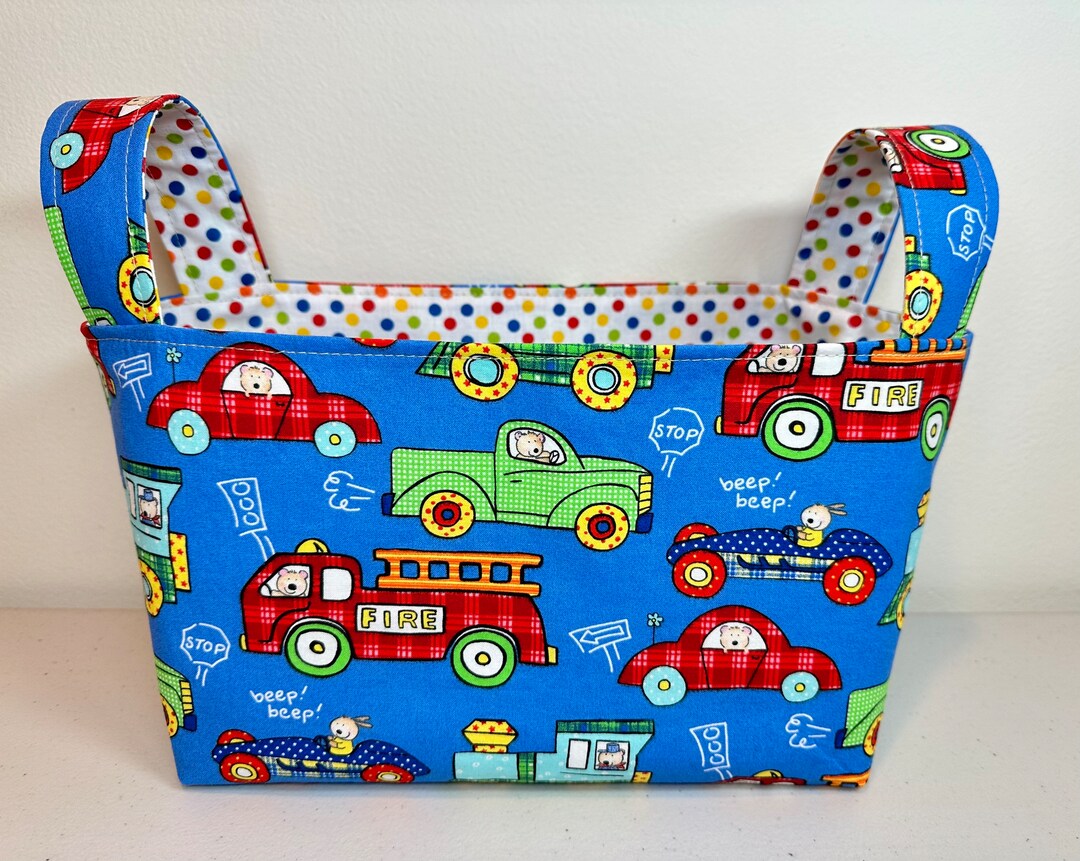 Fire Engines, Trains, Trucks, Cars Basket With Handles, Toy Holder ...