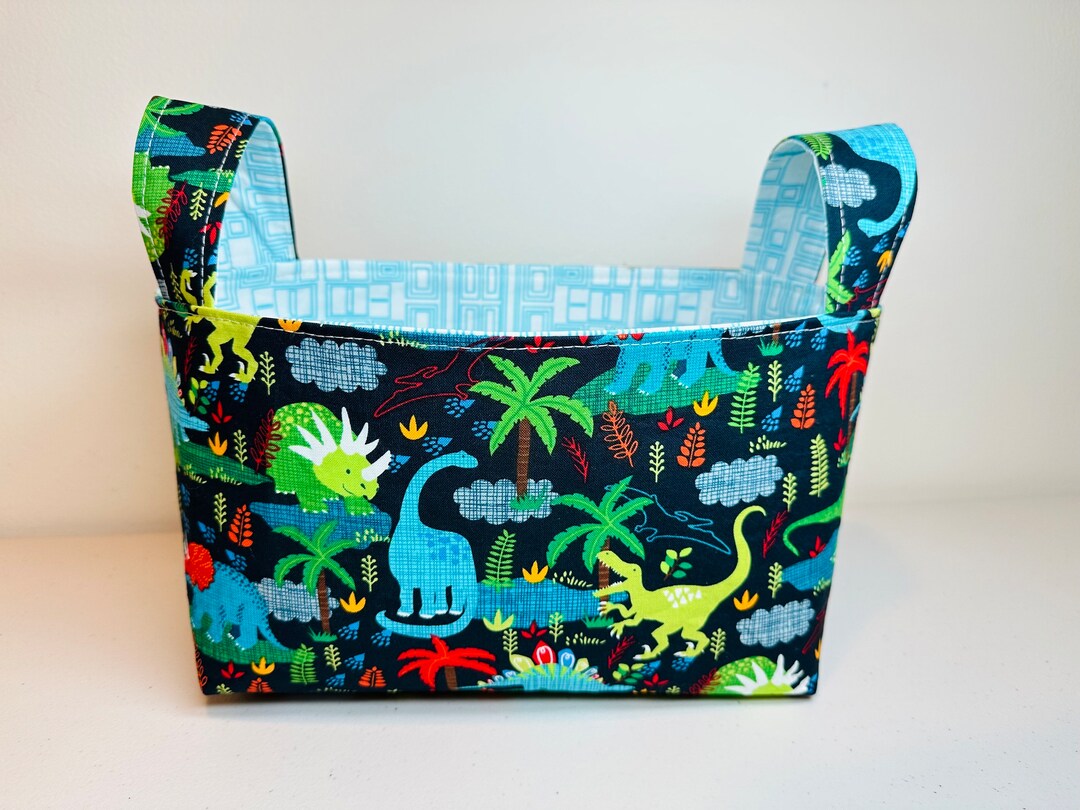 Dinosaur T-rex, Triceratops Reusabke Fabric Gift Basket With Handles ...