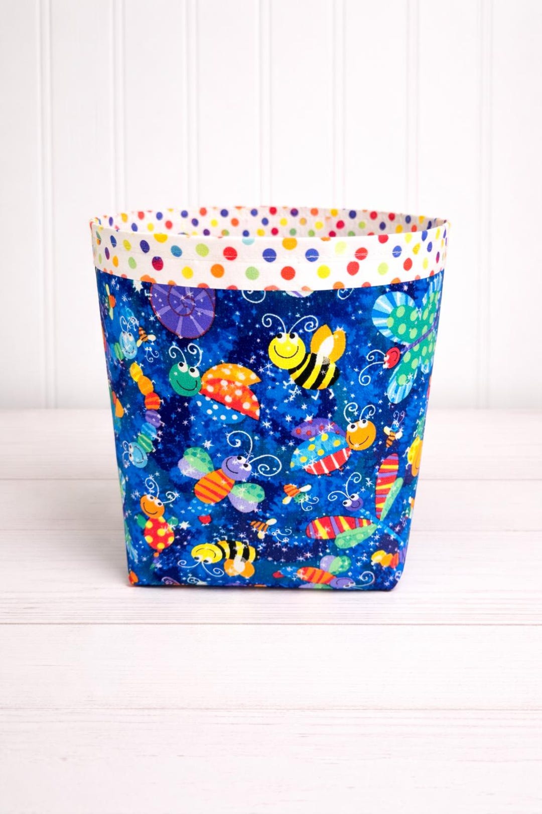 Handmade Colorful Bugs Fabric Basket: Small Toy Storage Bin - Etsy