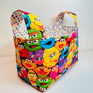 Colorful Muppet Puppet Basket With Handles, Bin, Container, Toy Holder ...