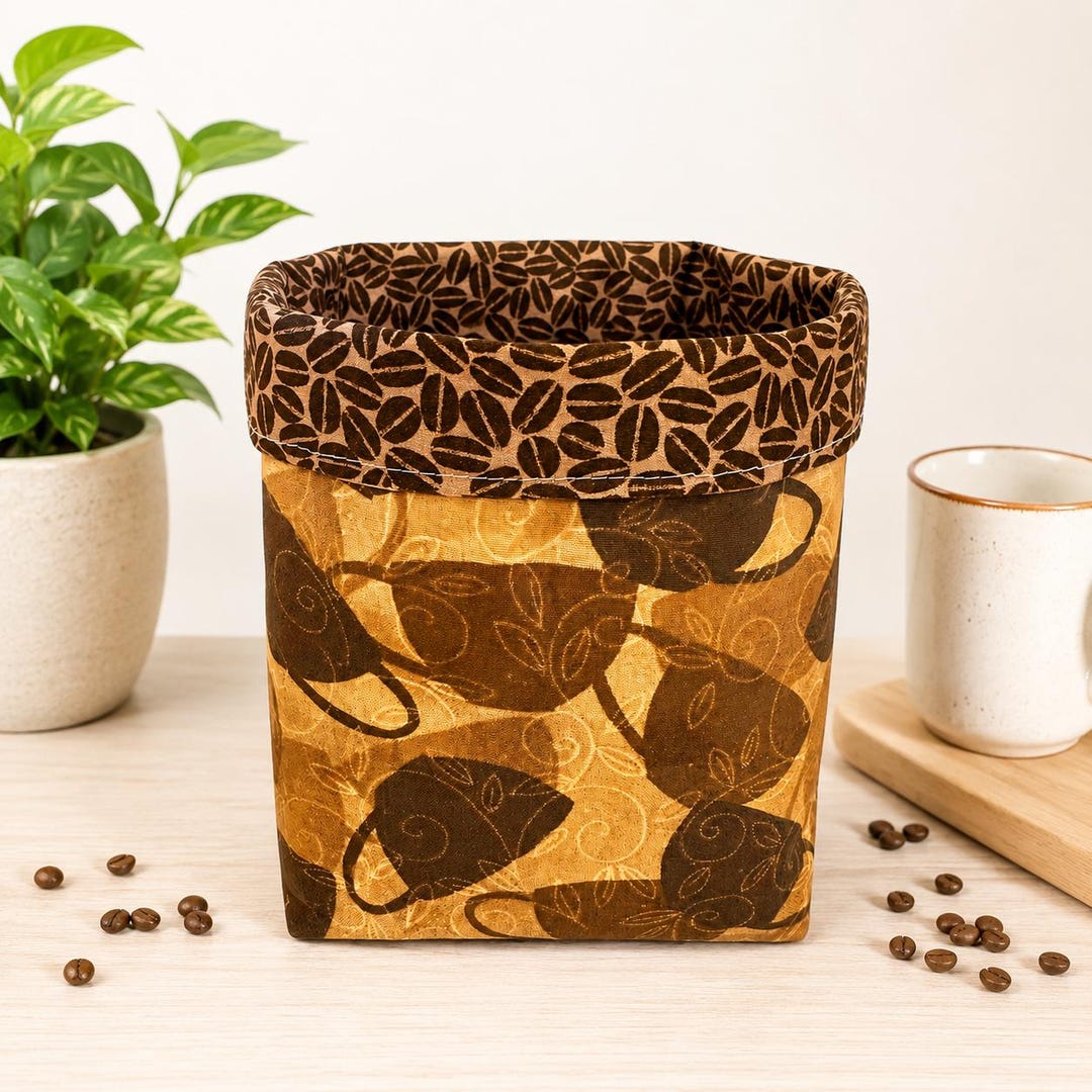 Handmade Coffee Cup Fabric Basket: K-cup Storage, Kitchen Decor - Etsy