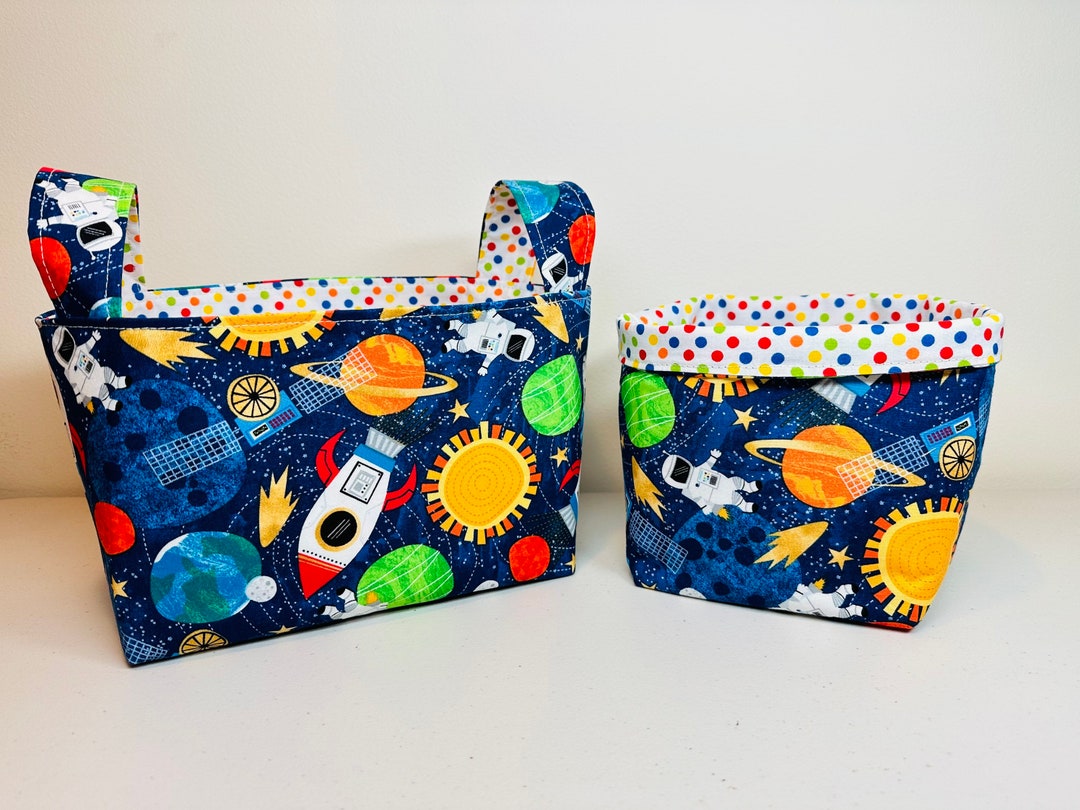 Astronauts Planets Space Rockets Fabric Basket With or Without - Etsy
