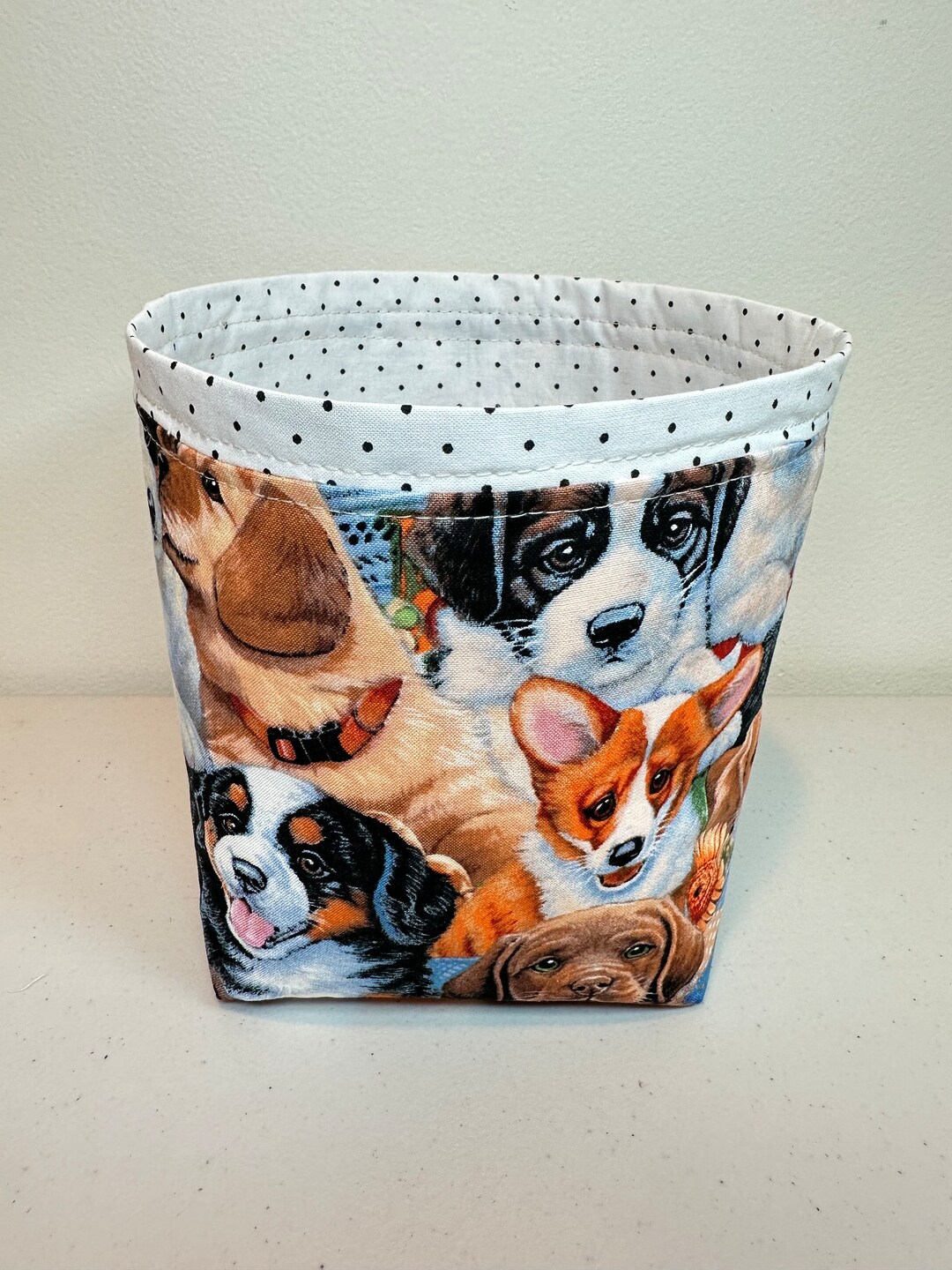 Dogs Puppies Small Fabric Basket Bin Container, K-cup Holder, Gifts ...