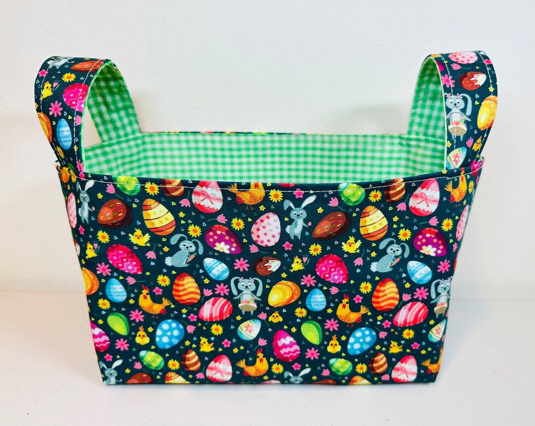Country Easter Fabric Basket With Handles, Bin Container, K-cup Candy ...