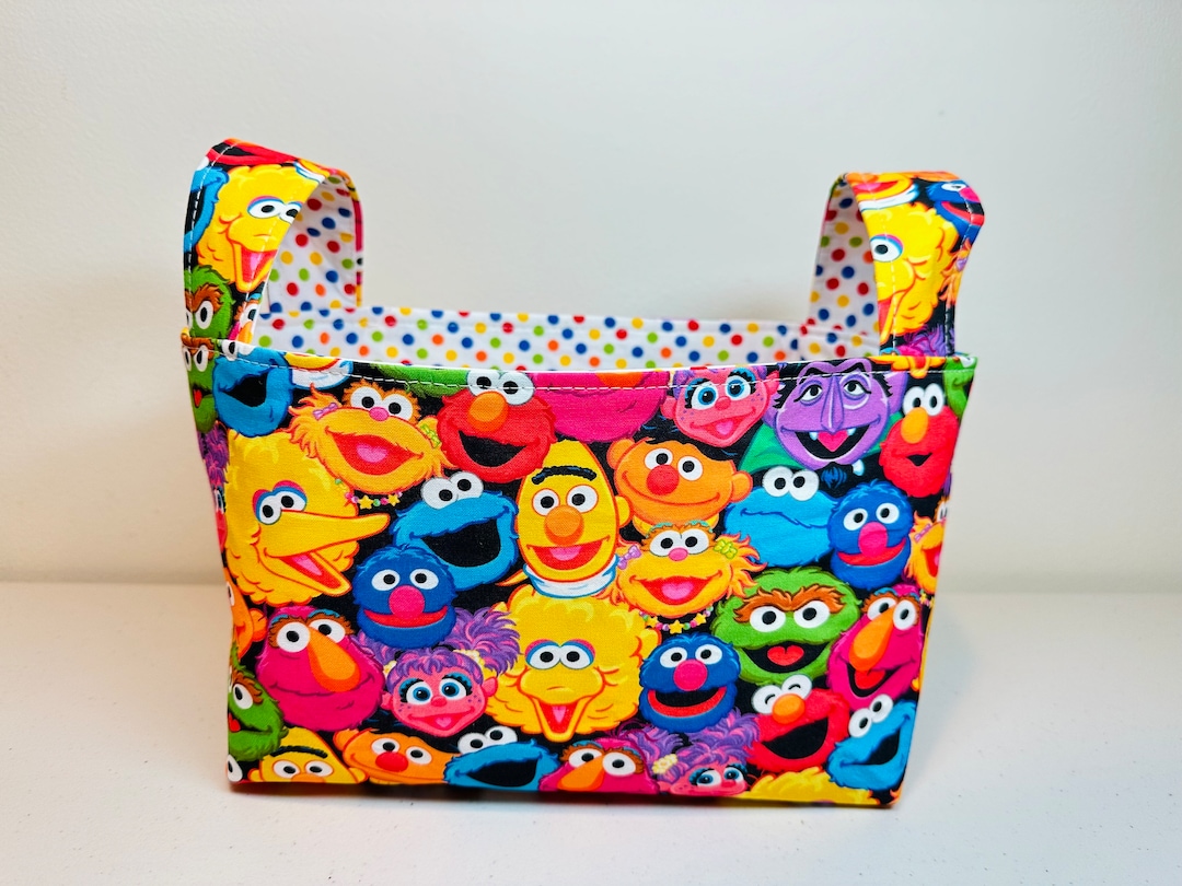Colorful Muppet Puppet Basket With Handles, Bin, Container, Toy Holder ...