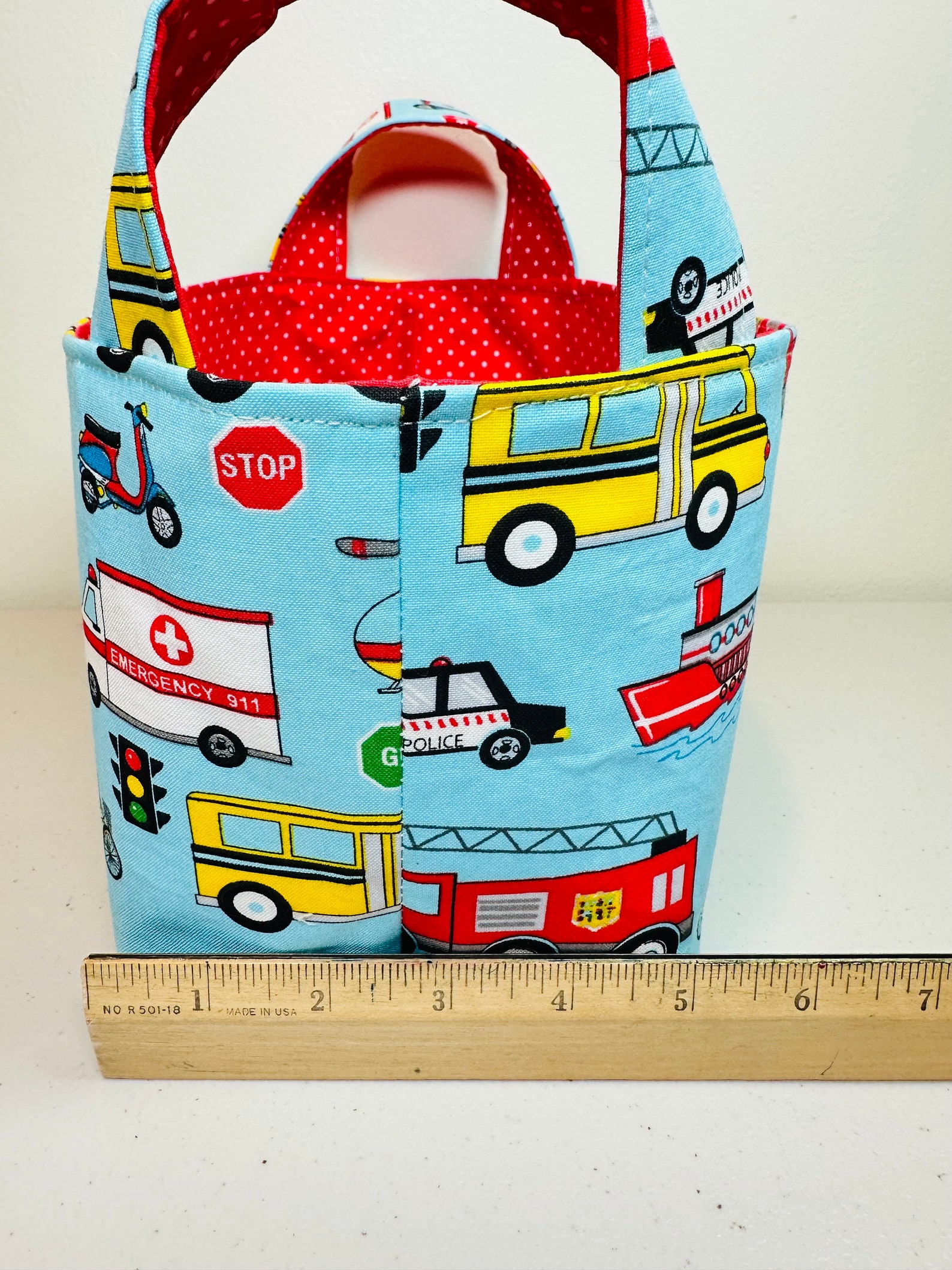 Transportation Fire Engine Trucks Fabric Basket With Handles: Toy ...