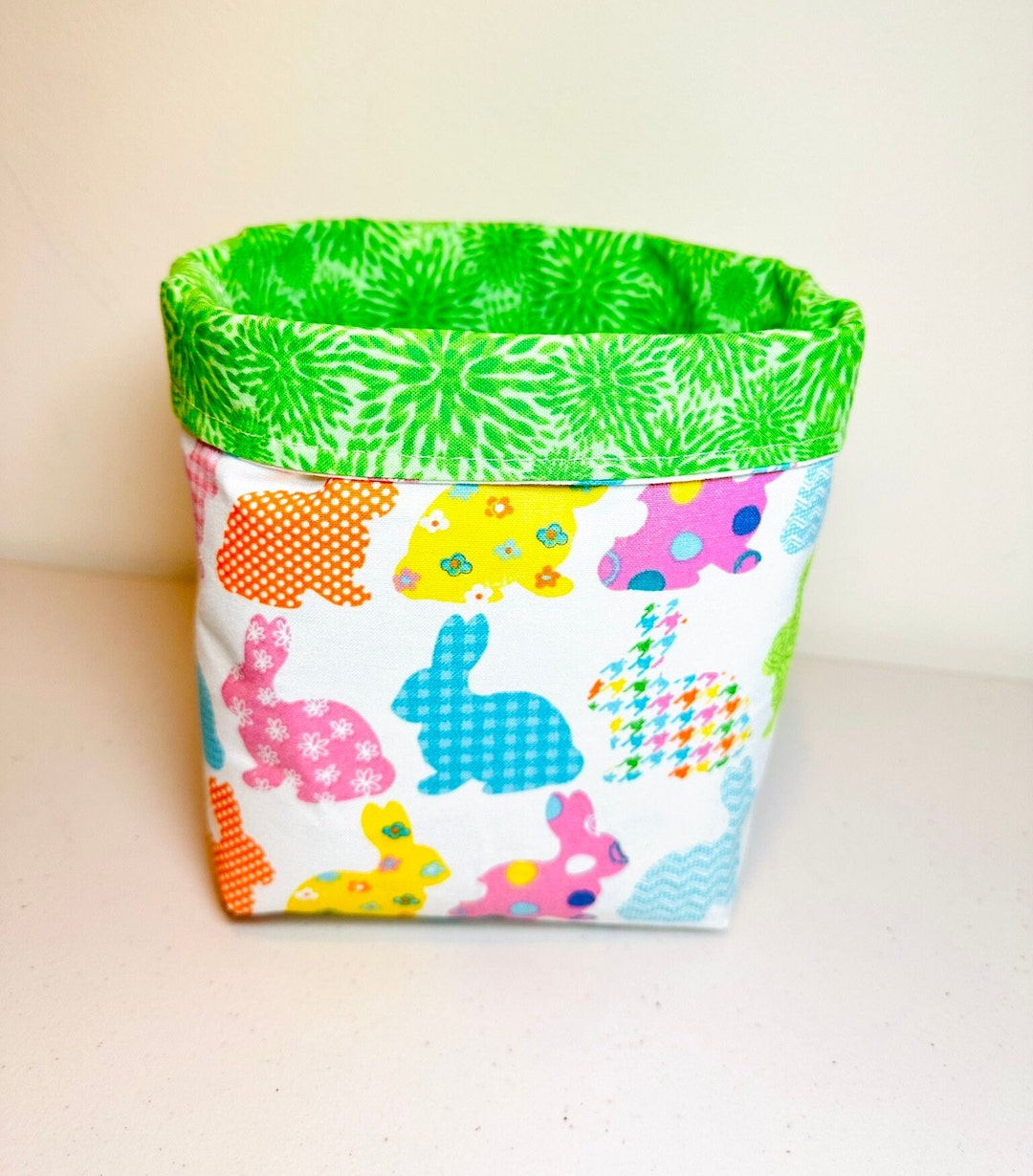 Easter Bunny Rabbit Fabric Storage and Organization Basket, Bin ...