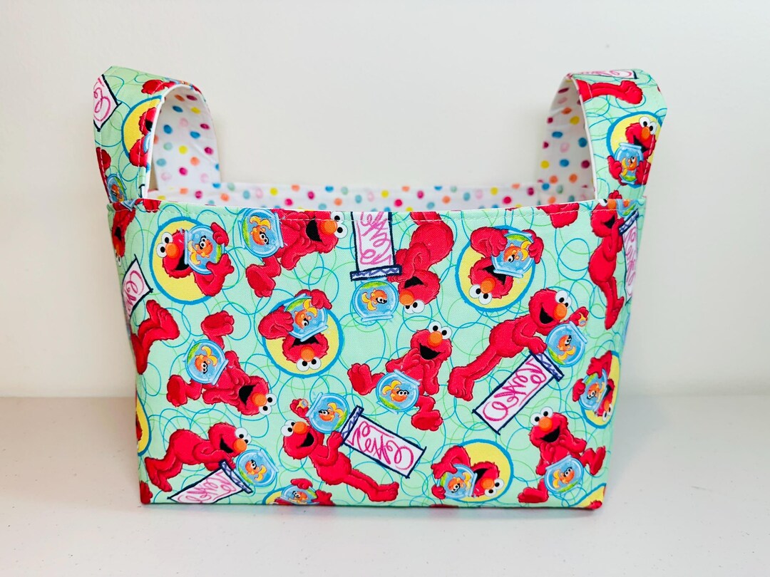 Colorful Elmo Muppet Puppet Basket With Handles, Bin, Container, Baby ...