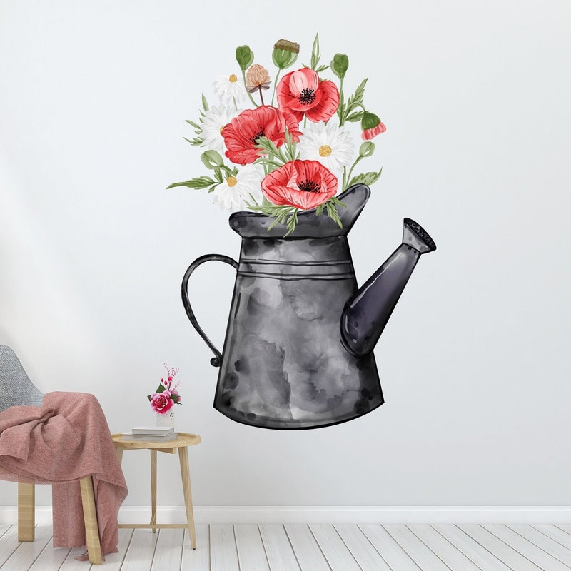 Poppy Flower Wall Decal - Etsy