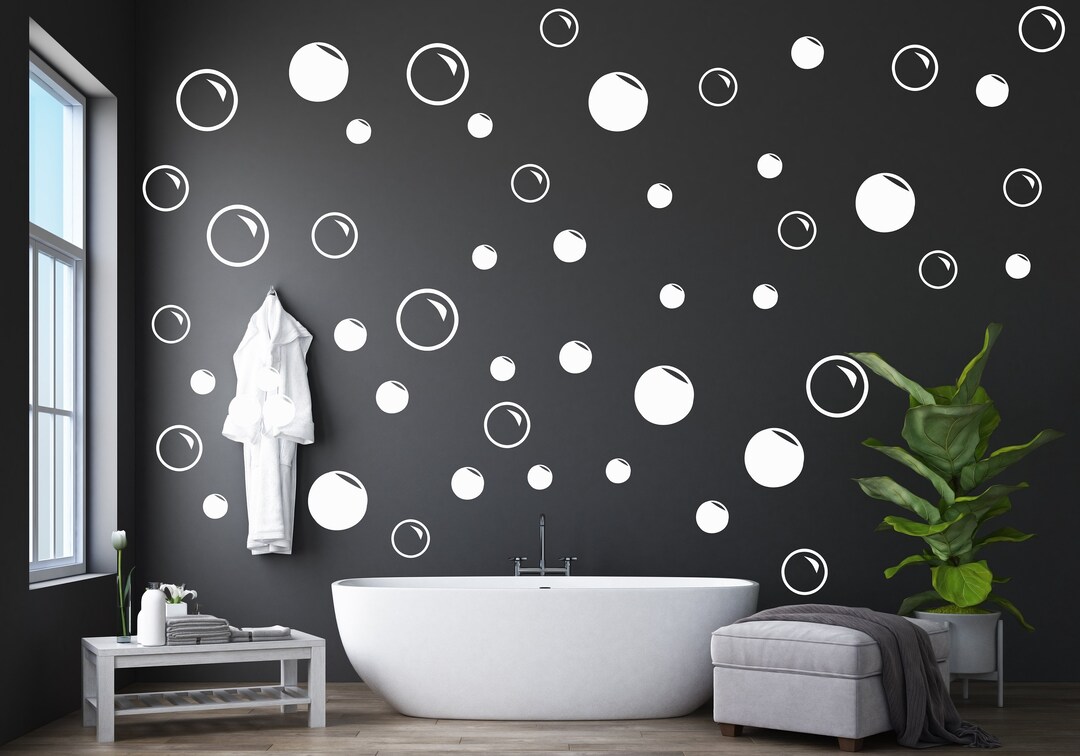 50 Large Soap Bubbles Wall Decals - Bathroom Decals - Vinyl Decal ...