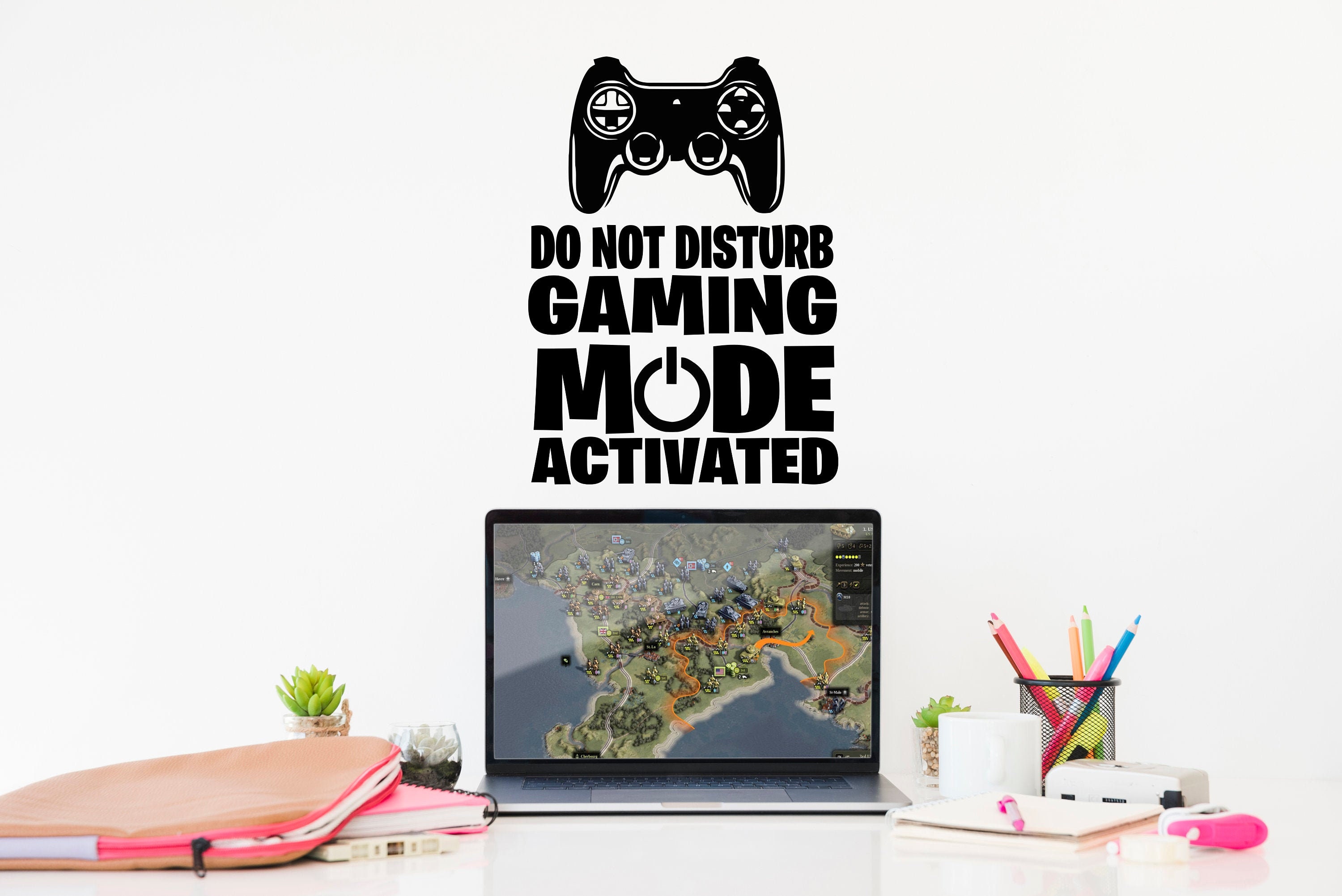 Do Not Disturb Gaming Quote Wall Decal Video Game Gamepad Vinyl Sticker ...