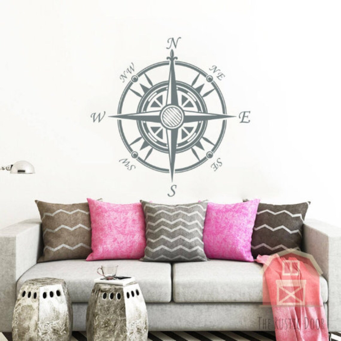 Compass Wall Decal Bedroom Nautical Decor Compass Rose | Etsy