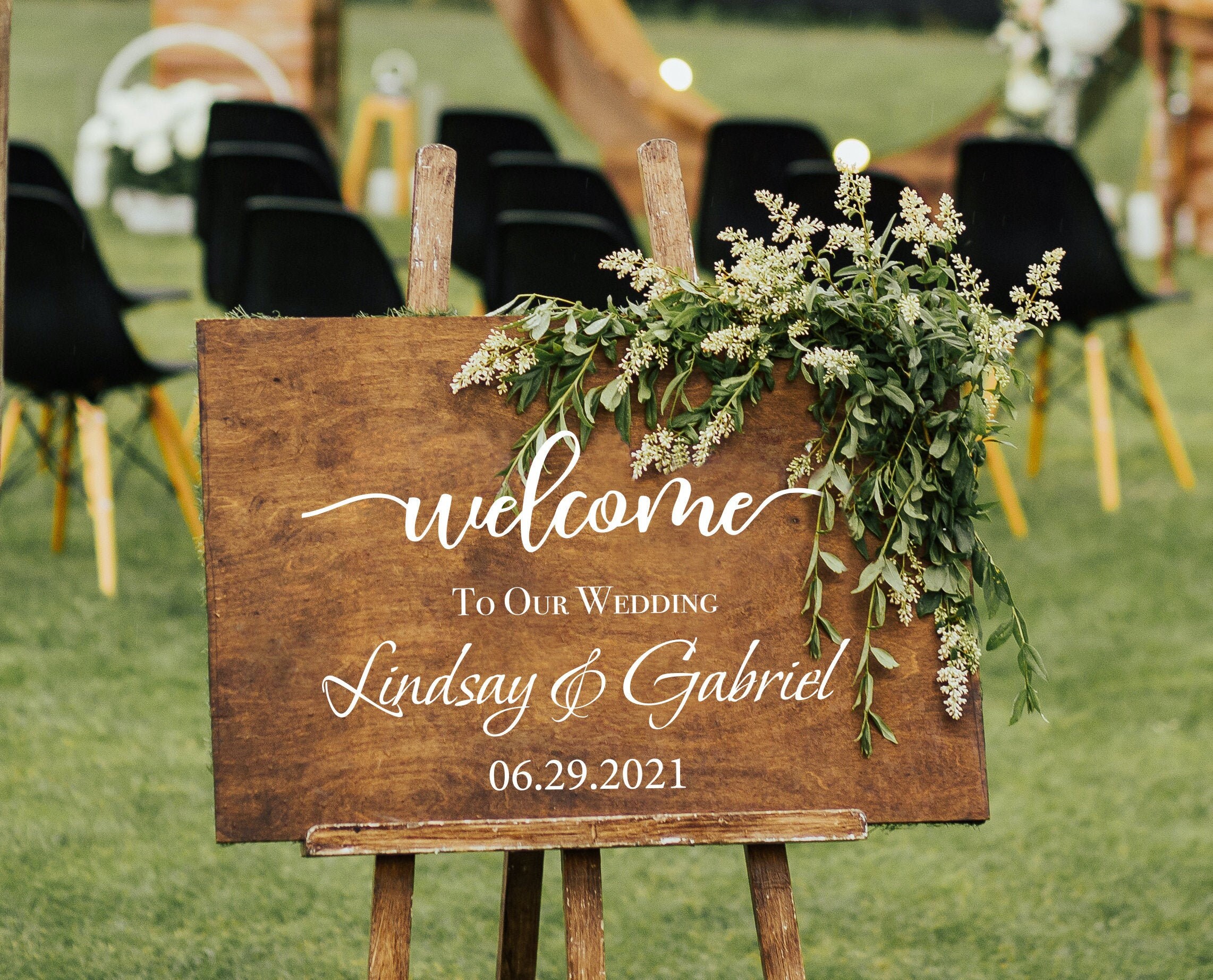 DIY Personalized Wedding Welcome Sign Sticker; Indoor Outdoor Decals ...