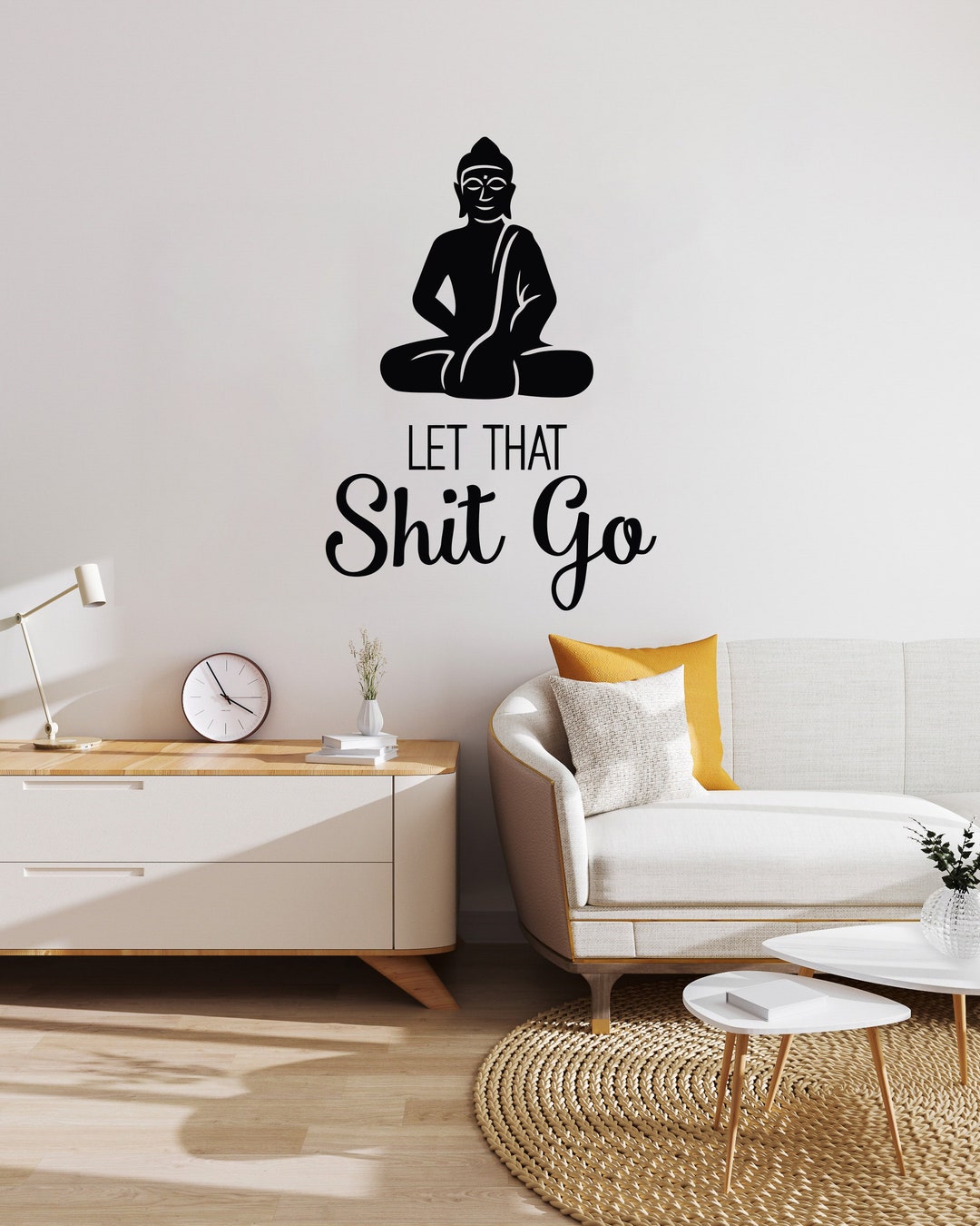 Vinyl Wall Decal Quote Buddha Let That Shit Go Words Stickers Mural in ...