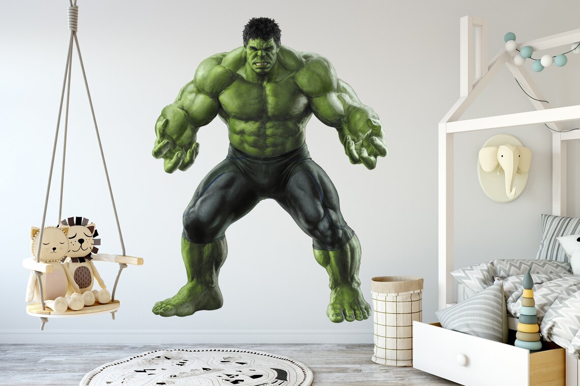 Hulk Wall Decal, Hulk Mural, Hulk Sticker, Superhero Decal, Marvel Hero ...