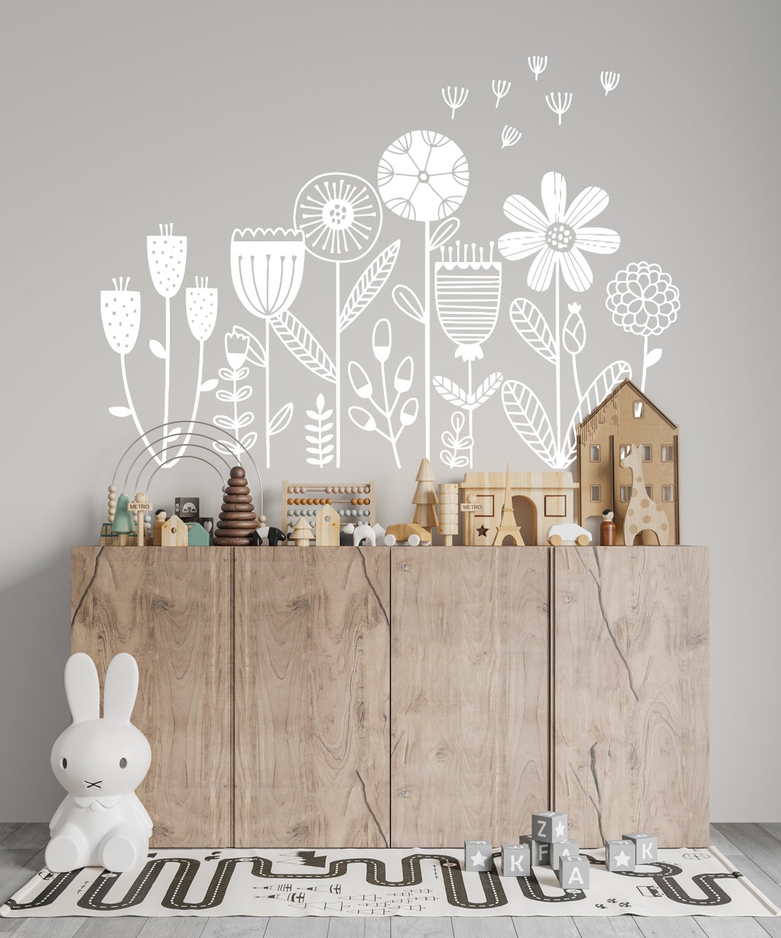 Flower Garden Wall Decal Flower Decals Dandelion Decal | Etsy