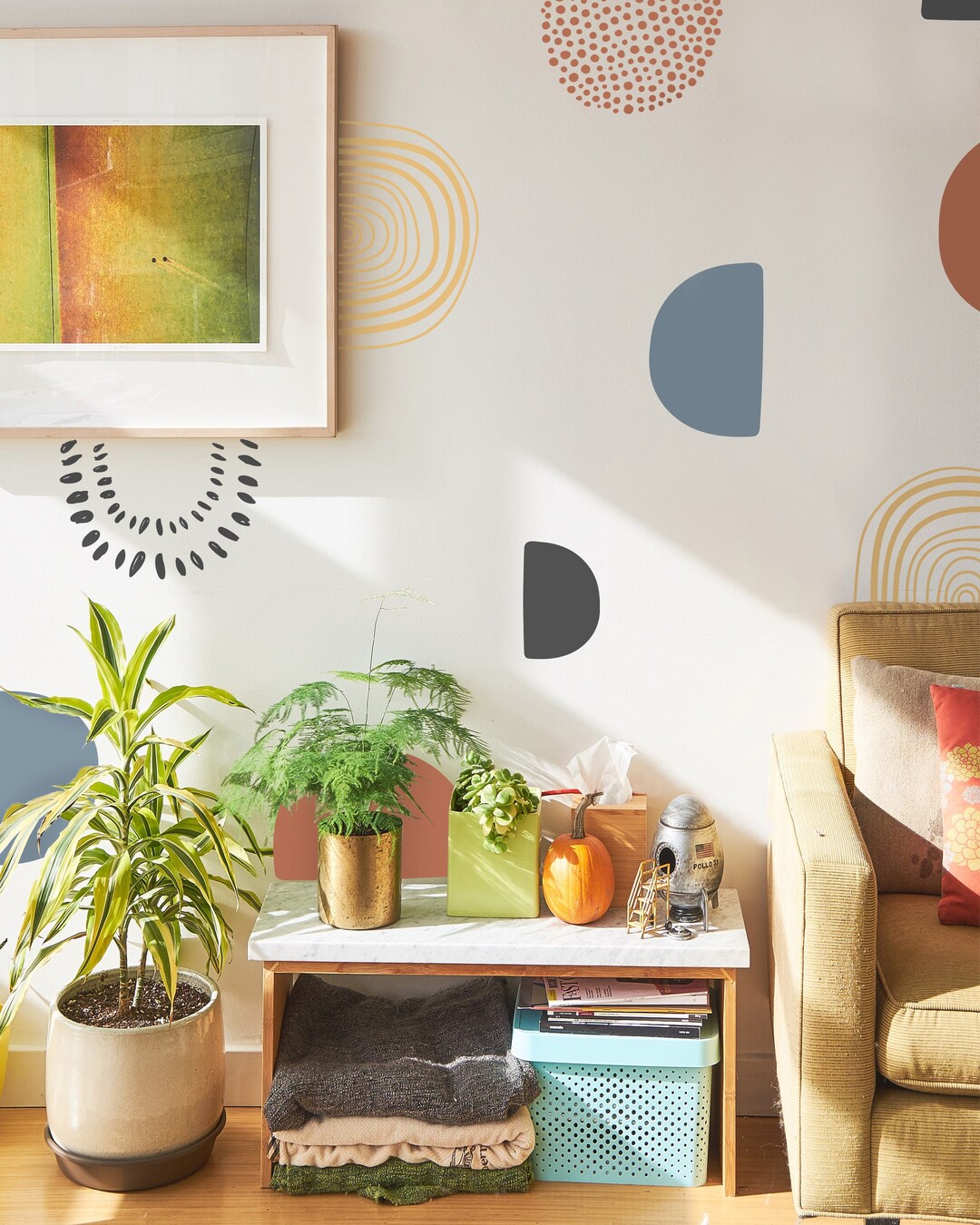 Abstract Wall Decal, Office Decal, Abstract Shapes Modern Wall Art ...