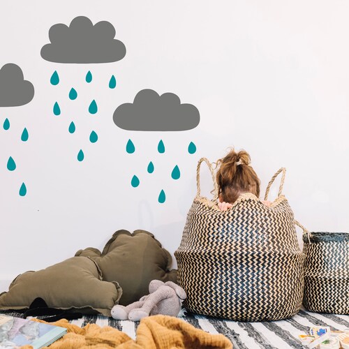 Cloud and Raindrop Wall Decals Nursery Decal Cloud Decals - Etsy