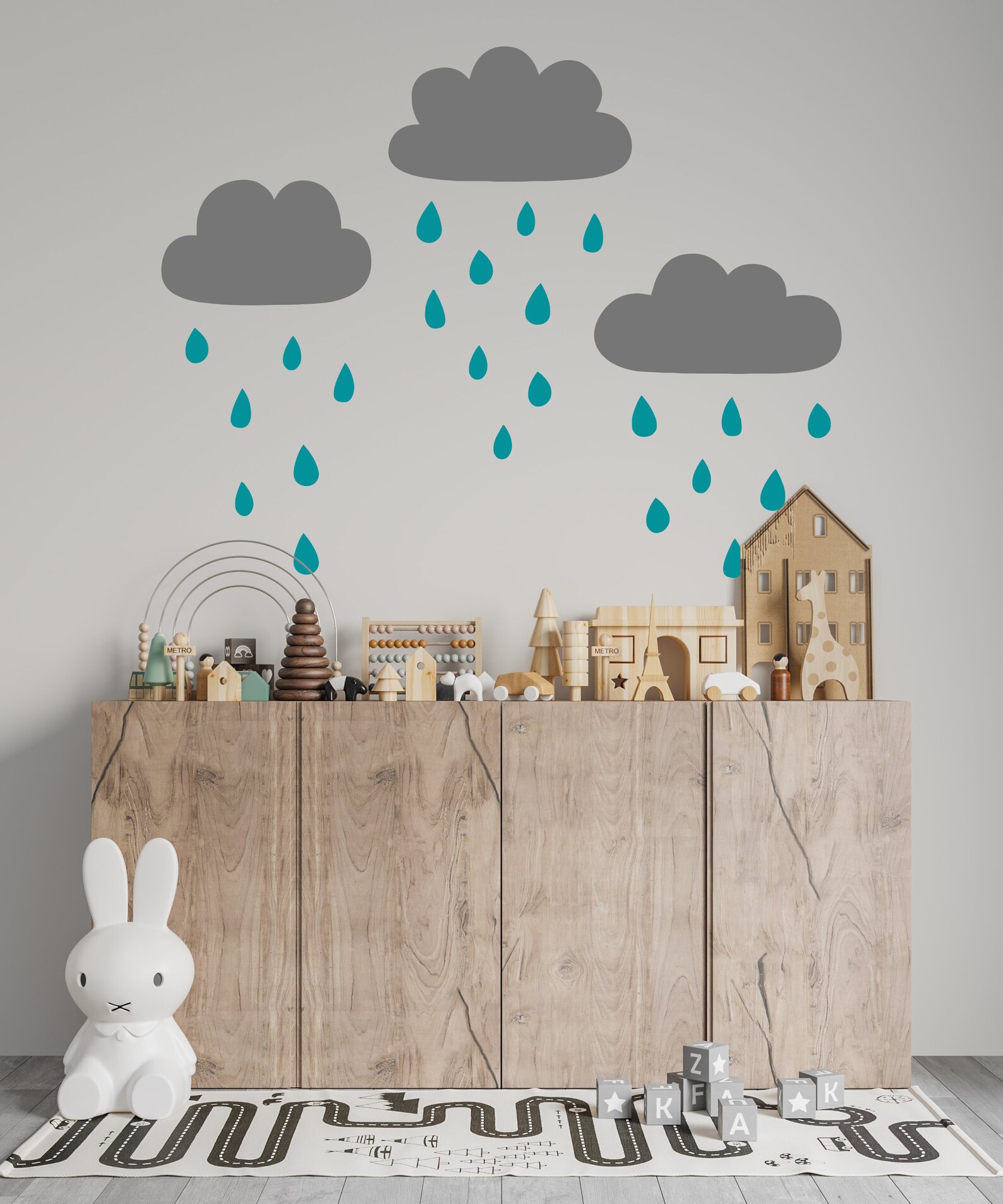 Cloud and Raindrop Wall Decals Nursery Decal Cloud Decals | Etsy