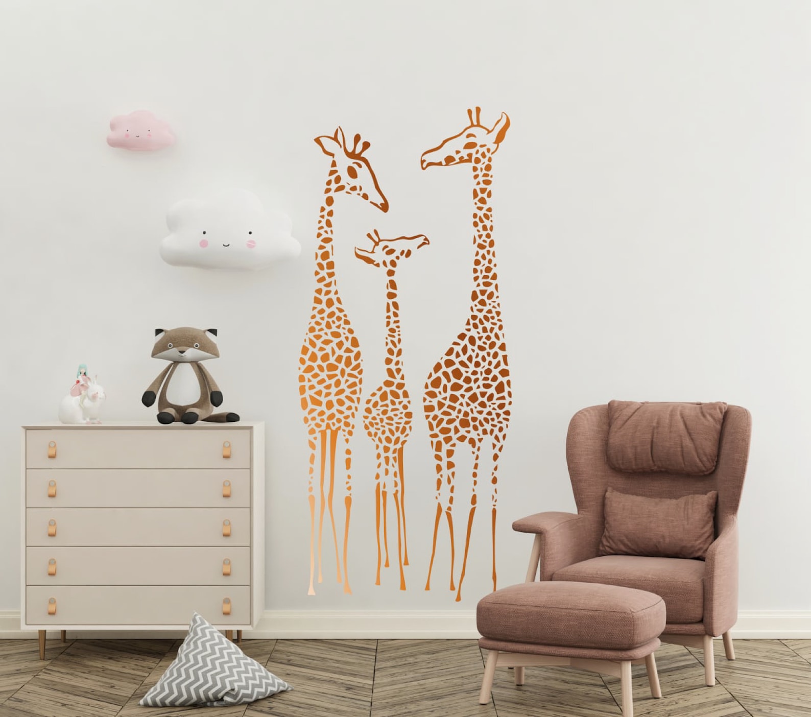 Nursery Giraffe Wall Decal Giraffes Family Wall Decal | Etsy