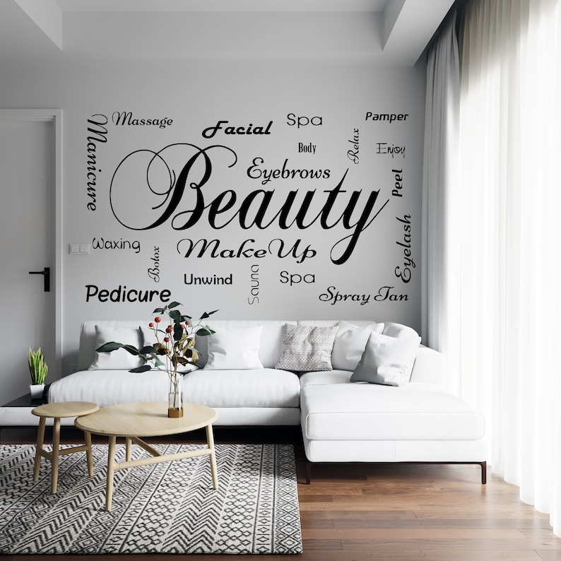 Large Beauty Make up Sign Salon Wall Decal-beauty Salon Words - Etsy