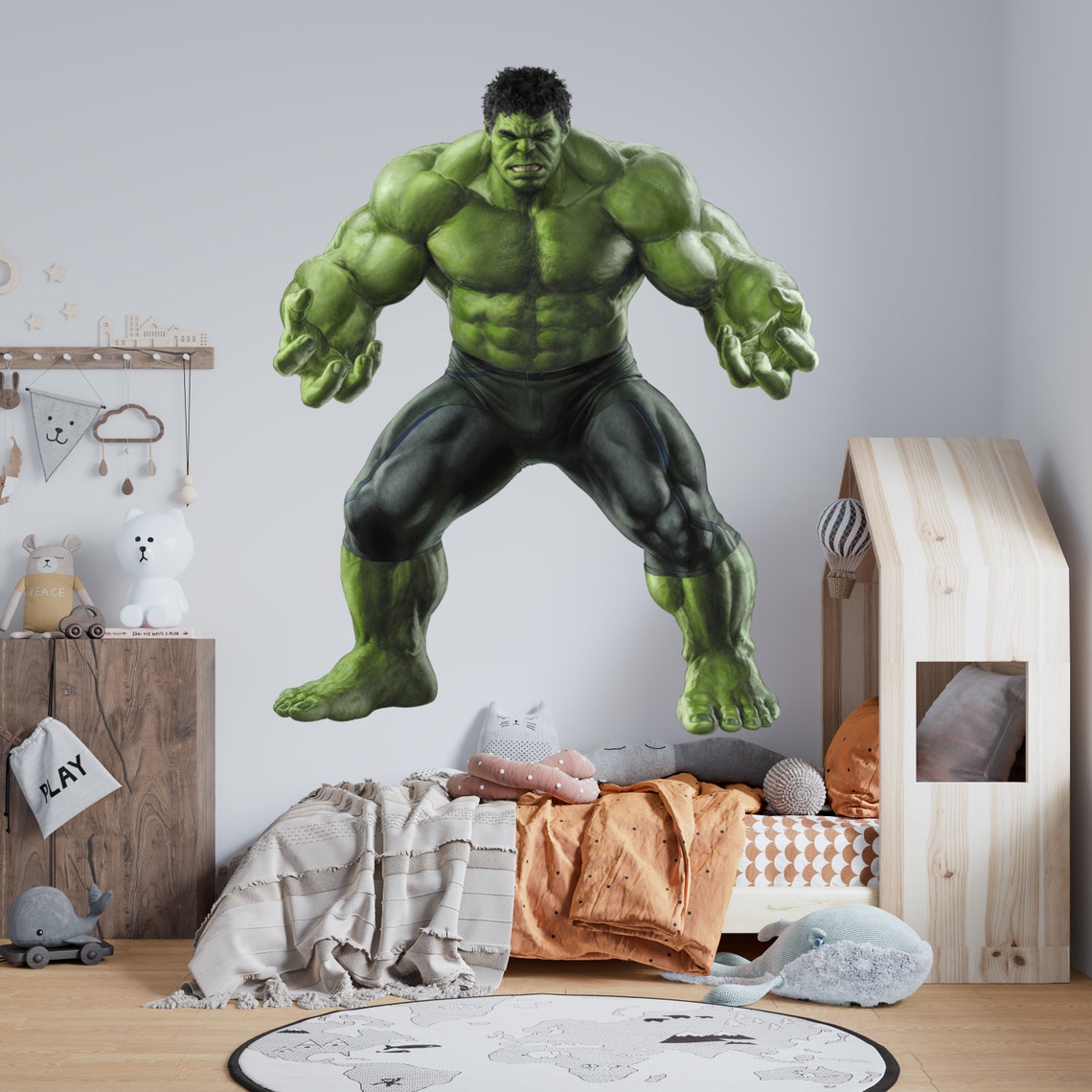 Hulk Wall Decal Hulk Mural Hulk Sticker Superhero Decal | Etsy