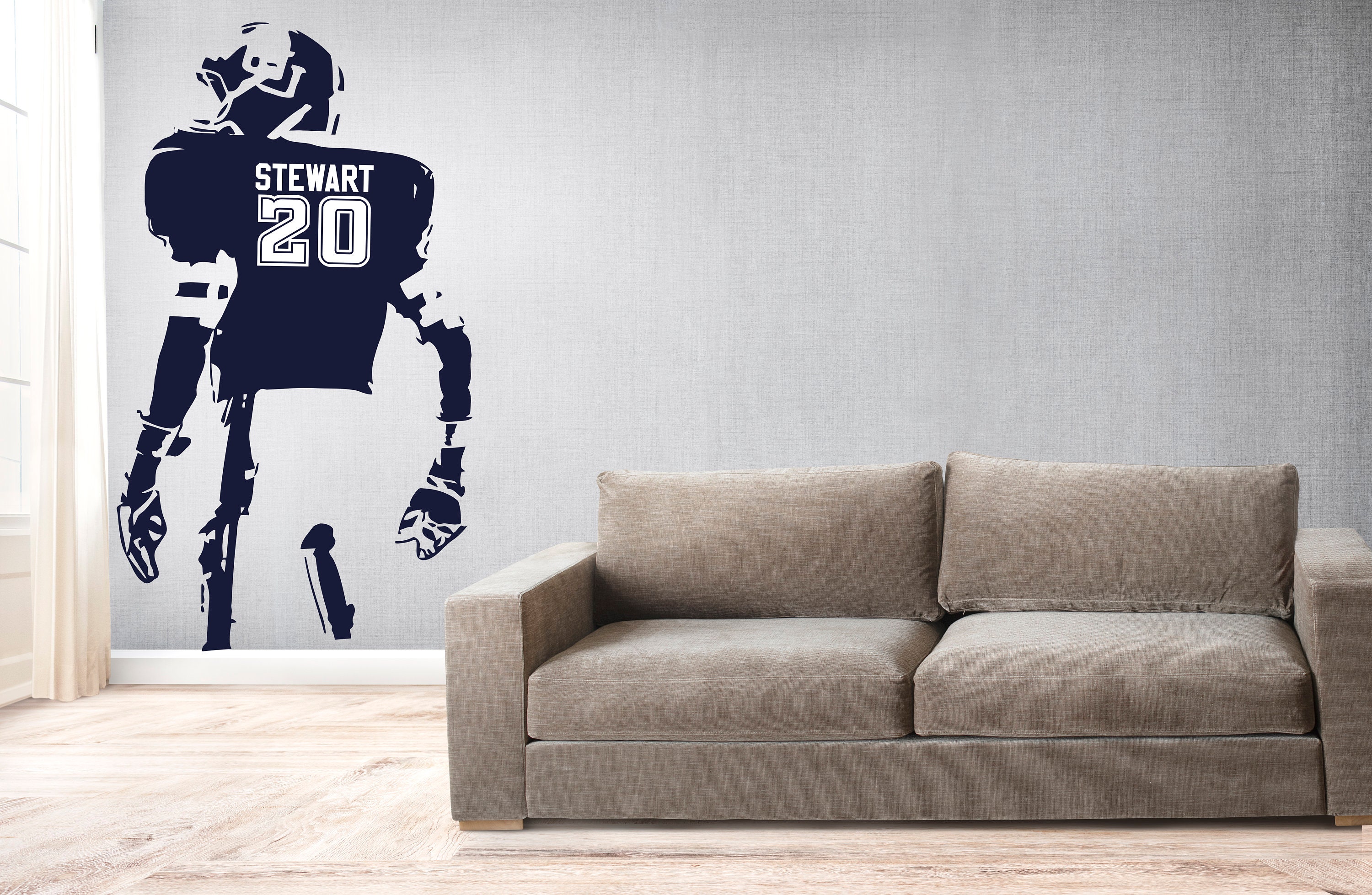 Football Player Wall Decals Sticker Personalized Name and Number Custom ...