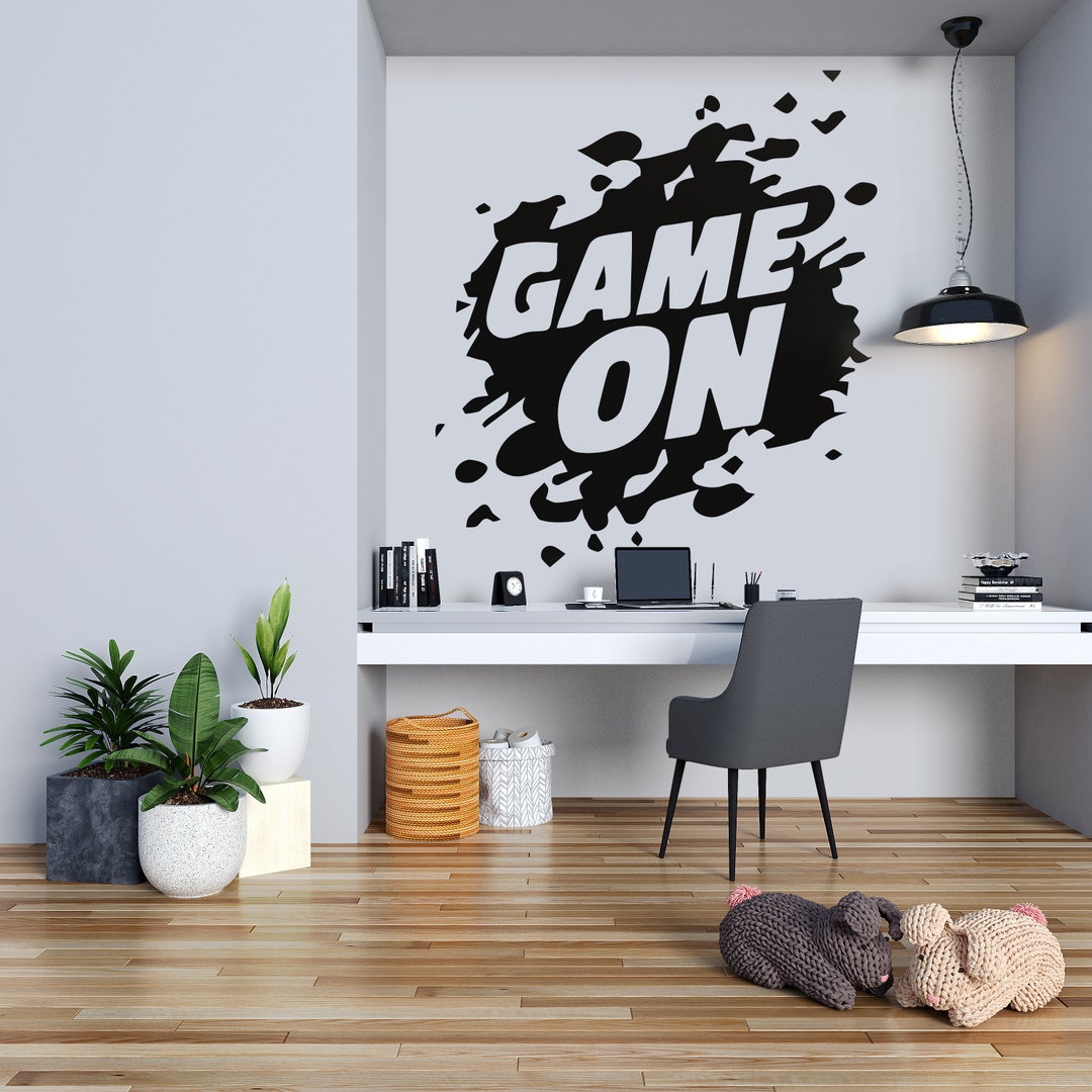 Game on Wall Decal Gamer Zone Decals Game Wall Art Gamer Sign Sticker ...