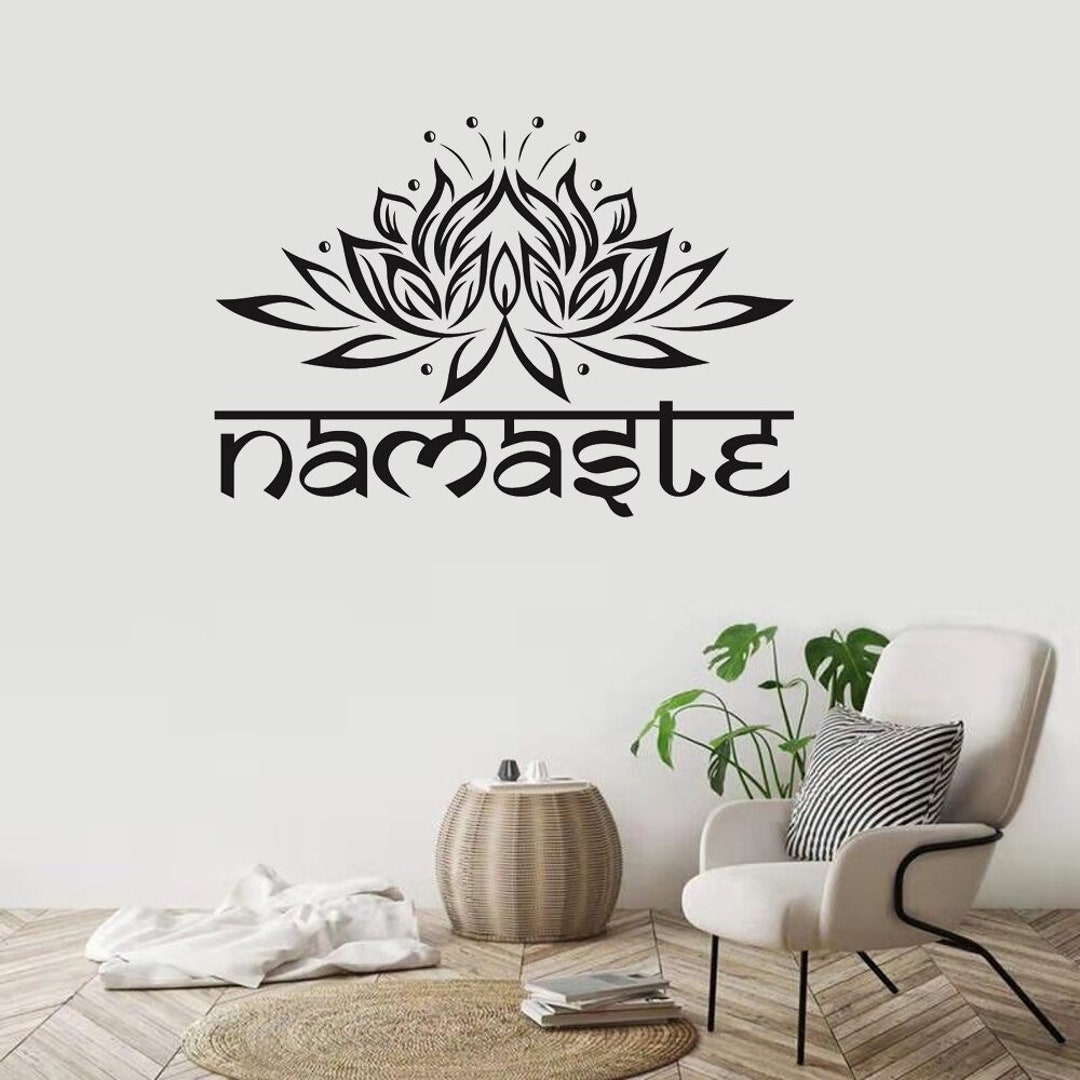 Indian Namaste Words Religion DIY Wall Decal Vinyl Lotus Yoga Sticker ...