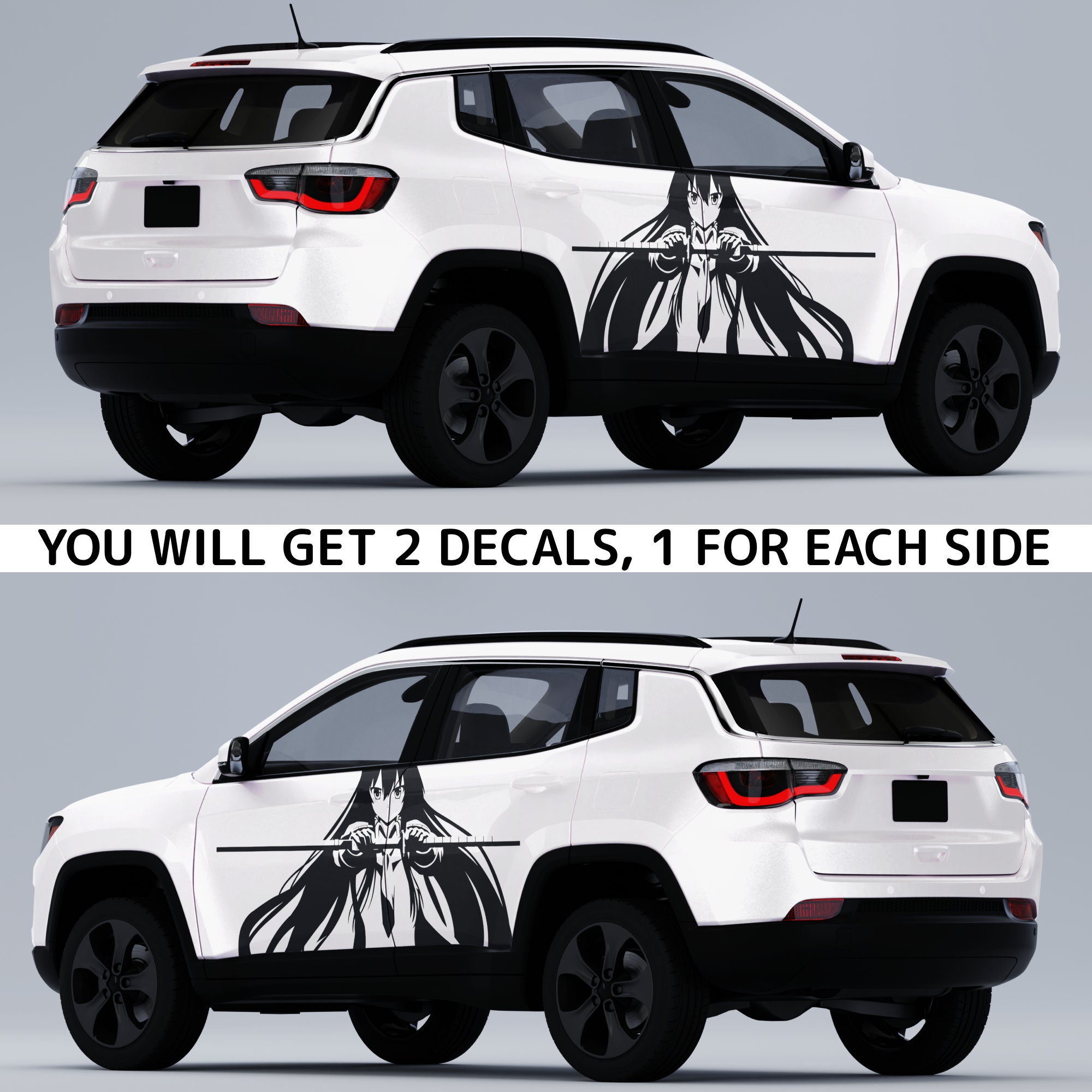 Car Side Auto Vinyl Decal Art Anime Girl Music Headphones - Etsy