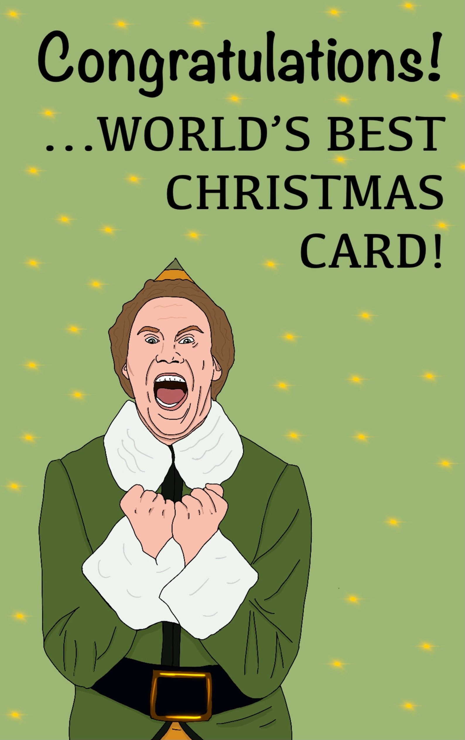 Elf congratulations ..worlds Best Christmas Card Card - Etsy