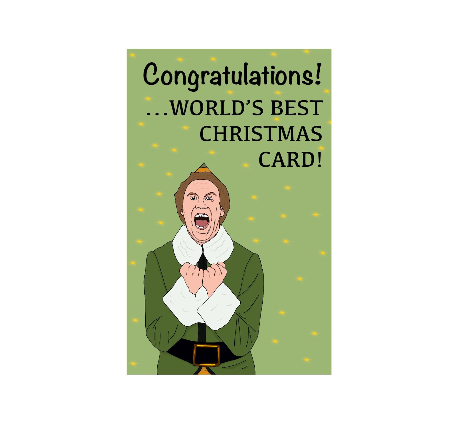 Elf congratulations ..worlds Best Christmas Card Card - Etsy