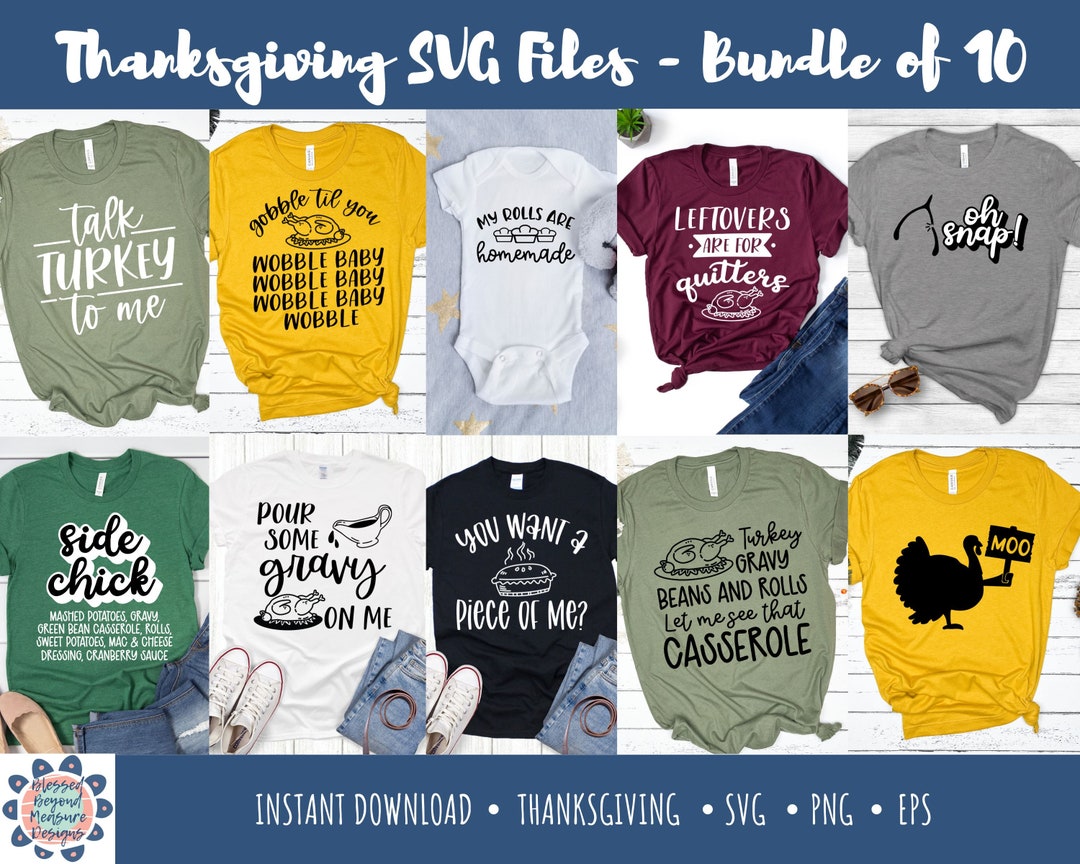 Funny Thanksgiving T-shirt Bundle Thanksgiving SVG Files - Etsy