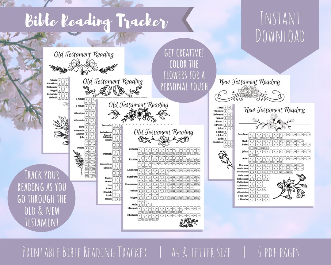 Bible Reading Tracker | Old & New Testament Log - Etsy