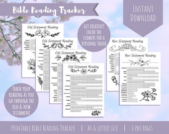 Bible Reading Tracker - Old Testament and New Testament, Bible Reading ...