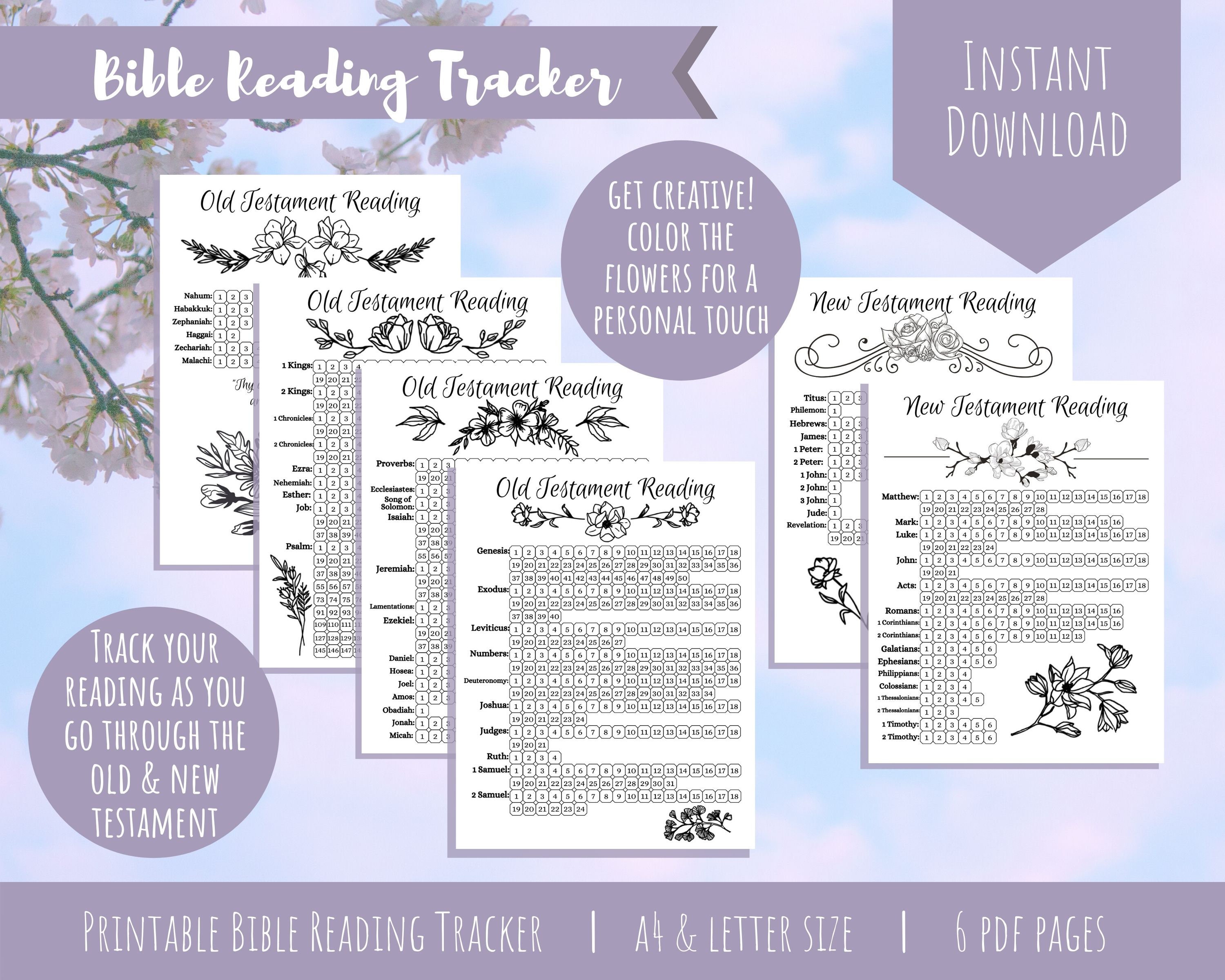 Bible Reading Tracker | Old & New Testament Log - Etsy