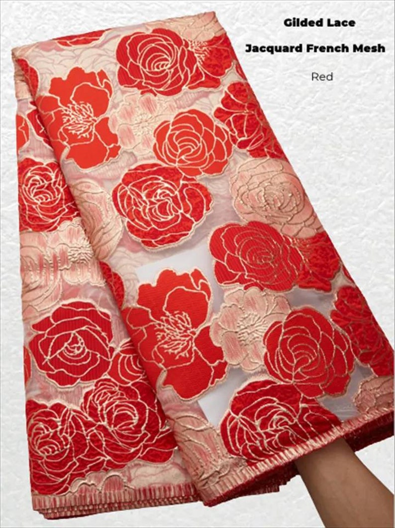 Gilded Lace 2022 High Quality African Lace Fabric Jacquard French Mesh ...