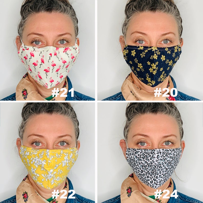 Face Mask With Nose Wire Filter Pocket Washable 3 Layer Etsy Uk