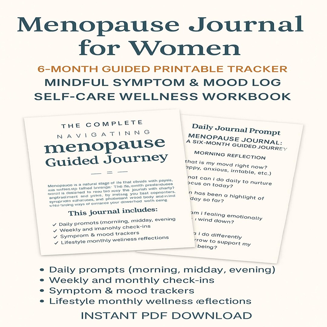 Menopause Journal for Women | 6-month Guided Printable Tracker ...