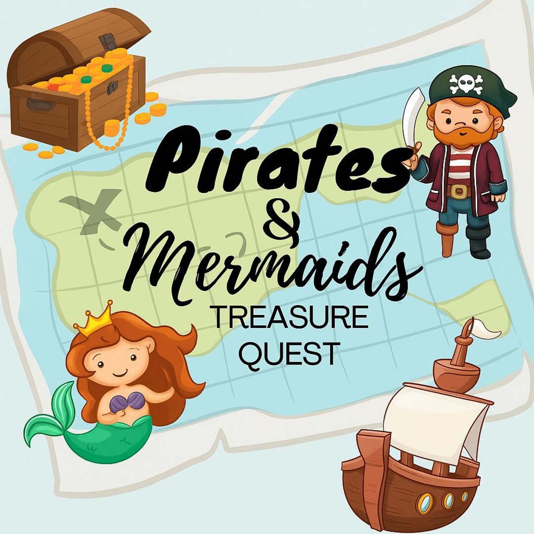 Pirates & Mermaids Treasure Quest Game | Kids Party Printable ...