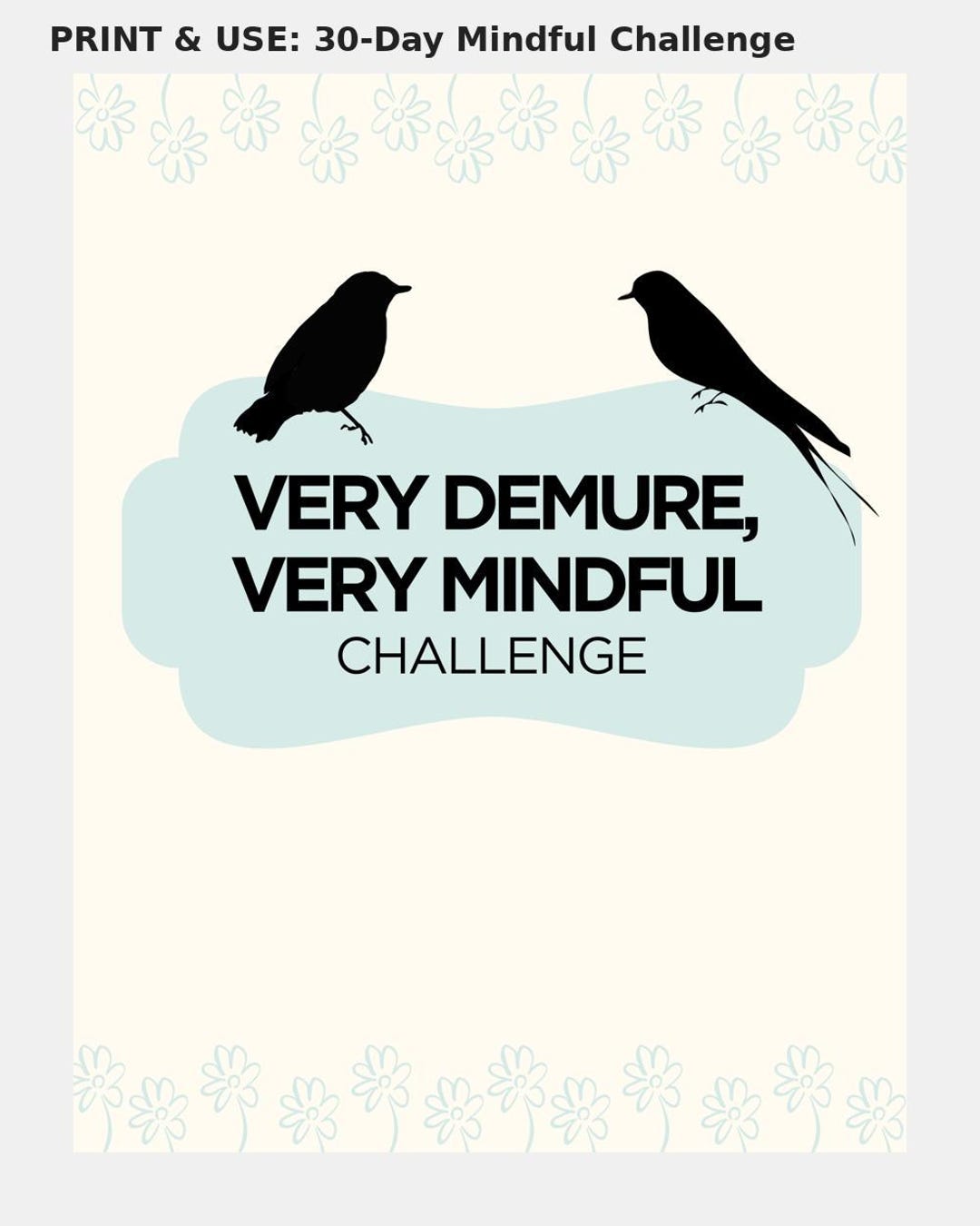 30-day Mindfulness Challenge – Printable Self-awareness Journal ...