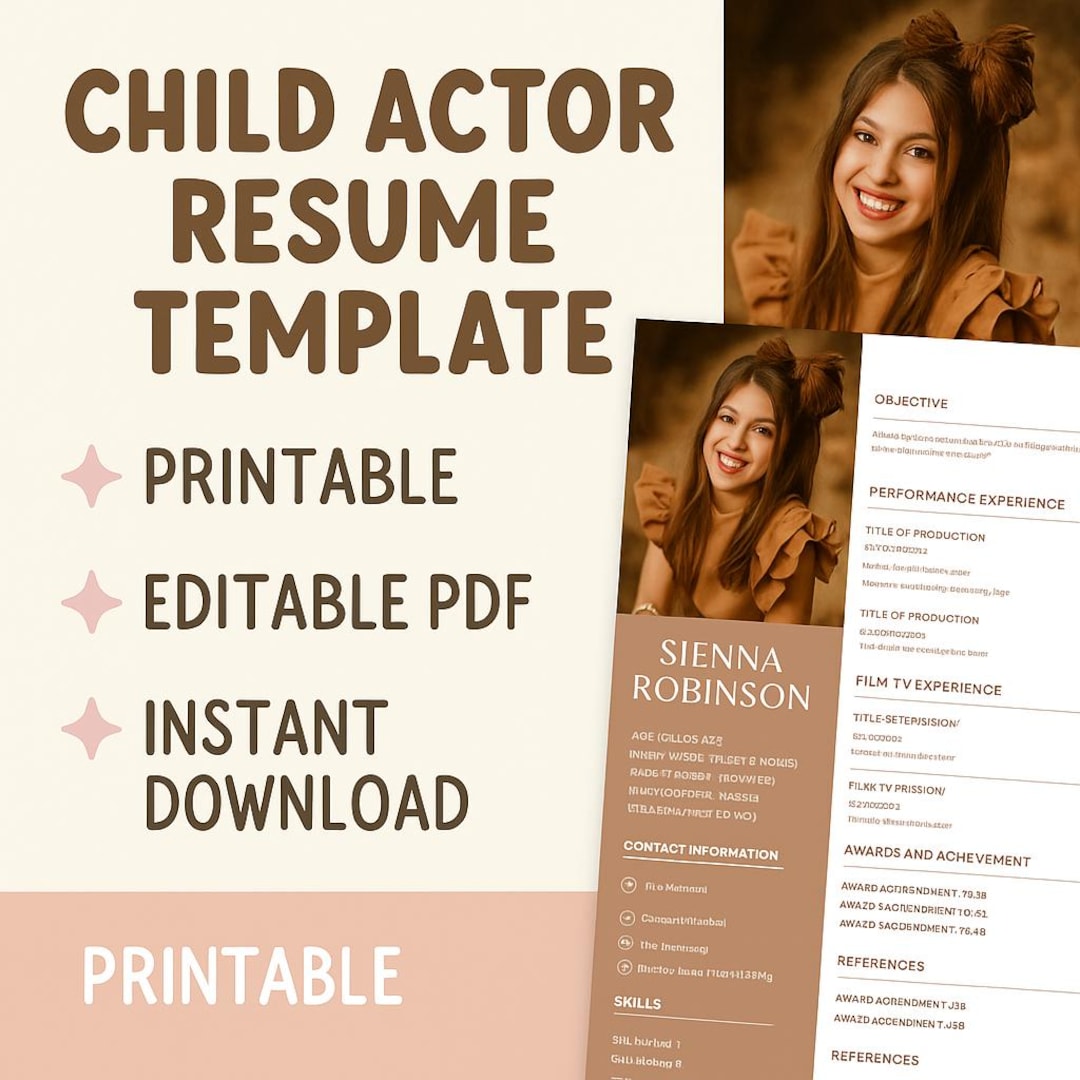 Child Actor Resume Template | Kids Acting Resume | Audition Resume for ...