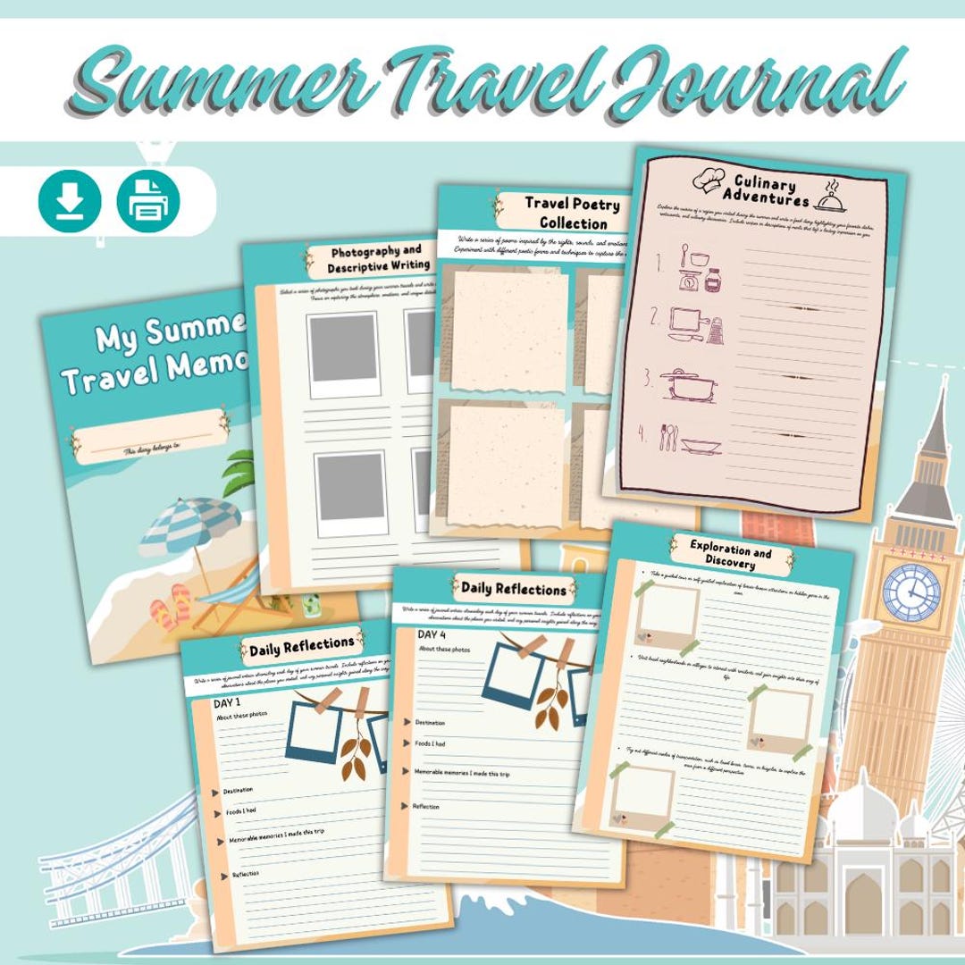 Travel Journal for Teenagers | Printable Vacation Diary With Prompts ...