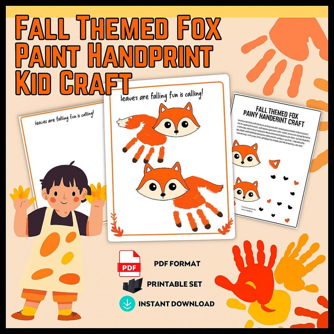 Fox Handprint Craft – Printable Kids Activity | PDF + PNG Templates for ...
