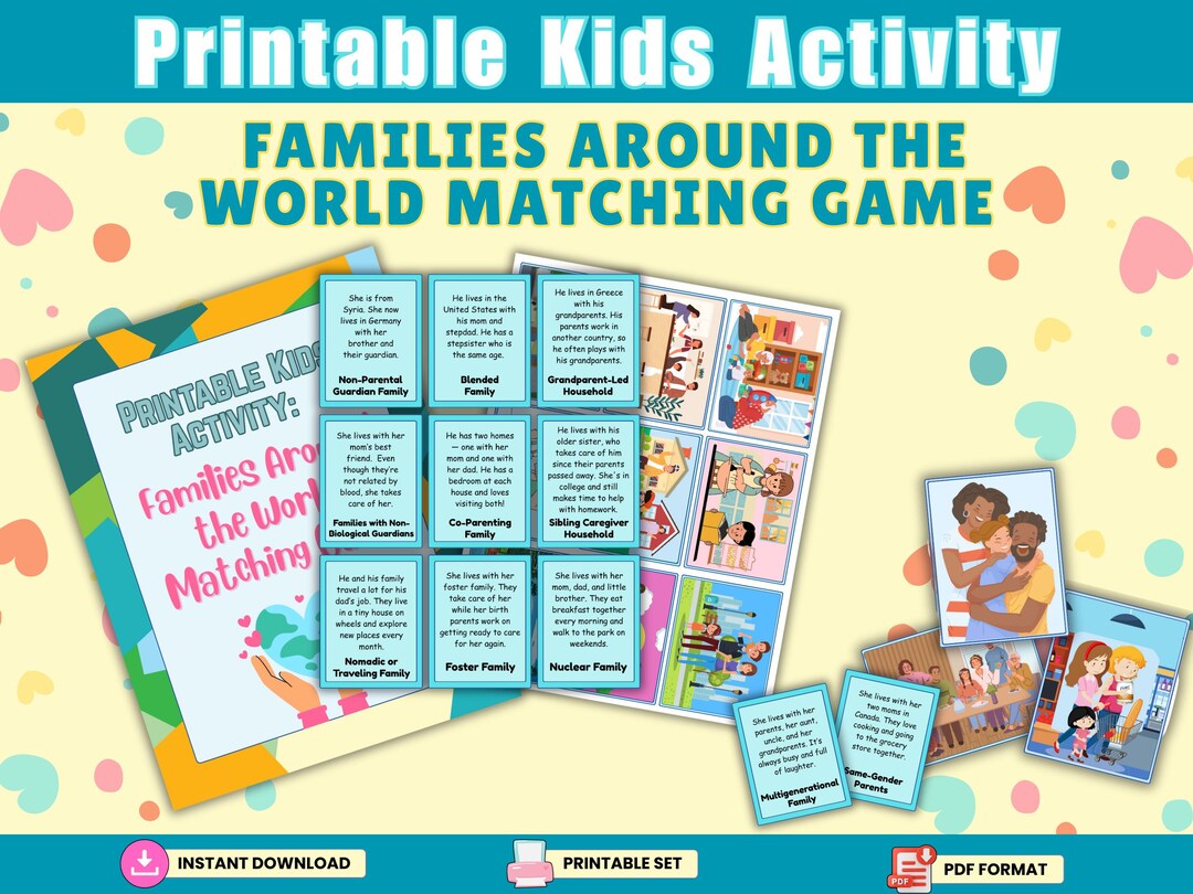 Families Around the World Matching Game – Educational Printable for ...