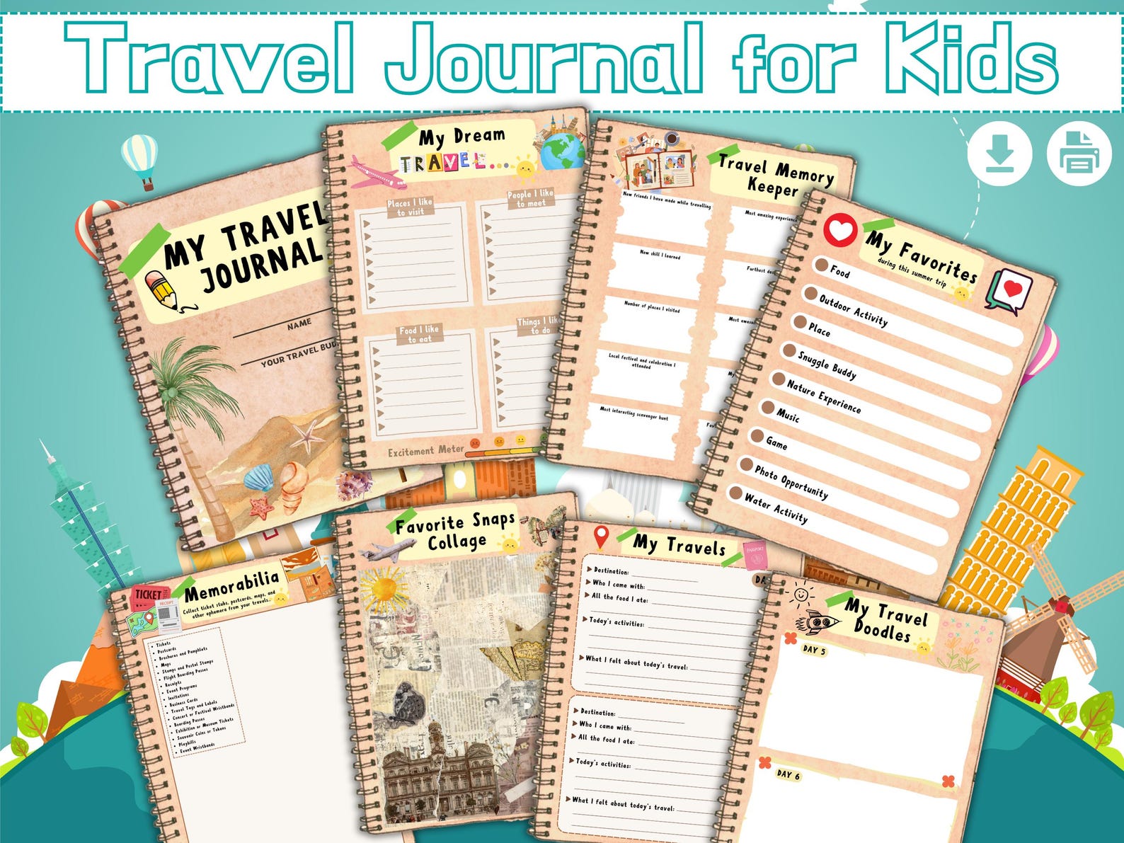 Printable Travel Journal for Kids | Vacation Activity Book | Travel ...