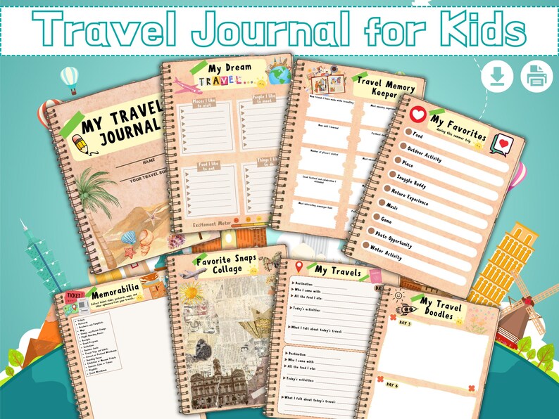 Printable Travel Journal for Kids | Vacation Activity Book | Travel ...