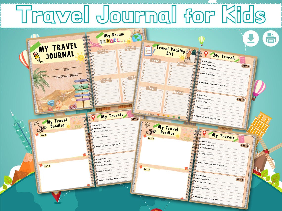 Printable Travel Journal for Kids | Vacation Activity Book | Travel ...