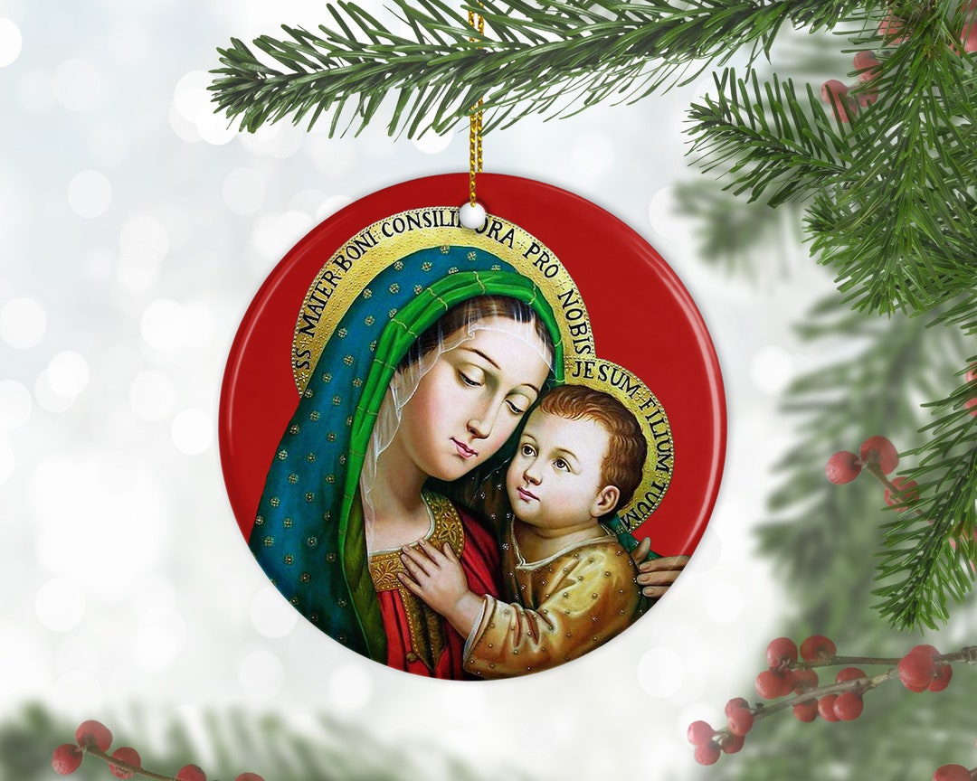 Our Lady of Good Counsel Ornament, Mary Baby Jesus Icon, Catholic ...